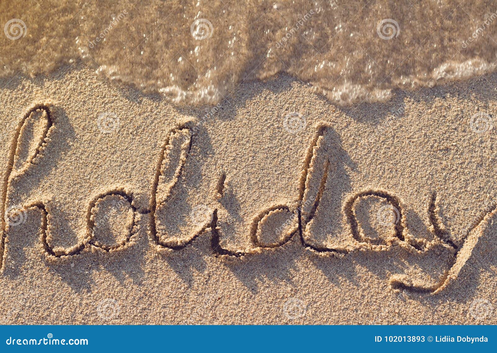 Holiday word on beach stock image. Image of coast, vacation - 102013893