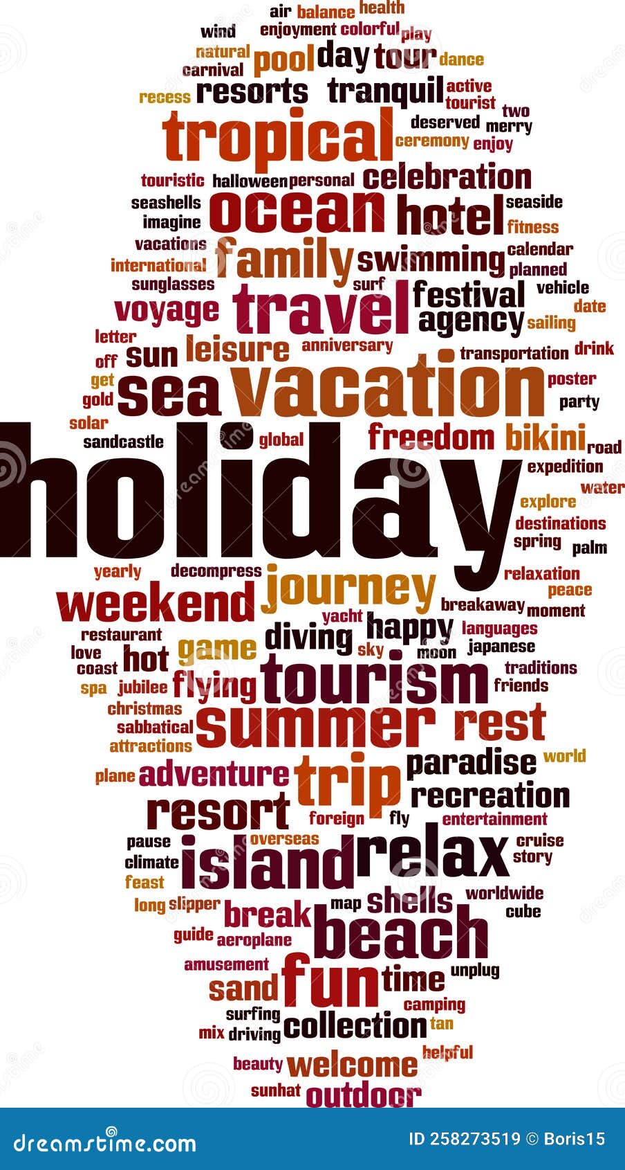 Holiday word cloud stock vector. Illustration of sabbatical - 258273519