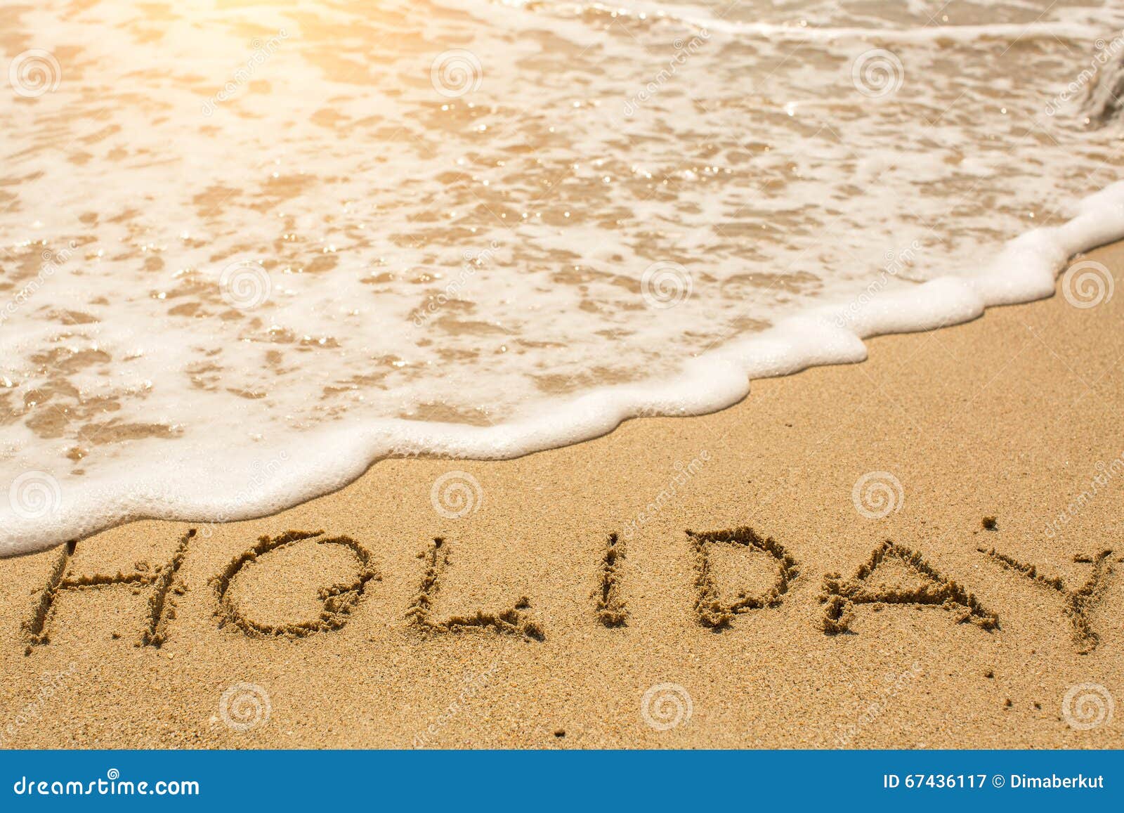 Holiday - Word Drawn on the Sand Beach Stock Image - Image of outdoor ...