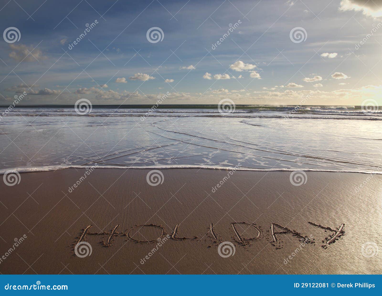 Holiday Word Written in Sand Stock Image - Image of beach, year: 29122081