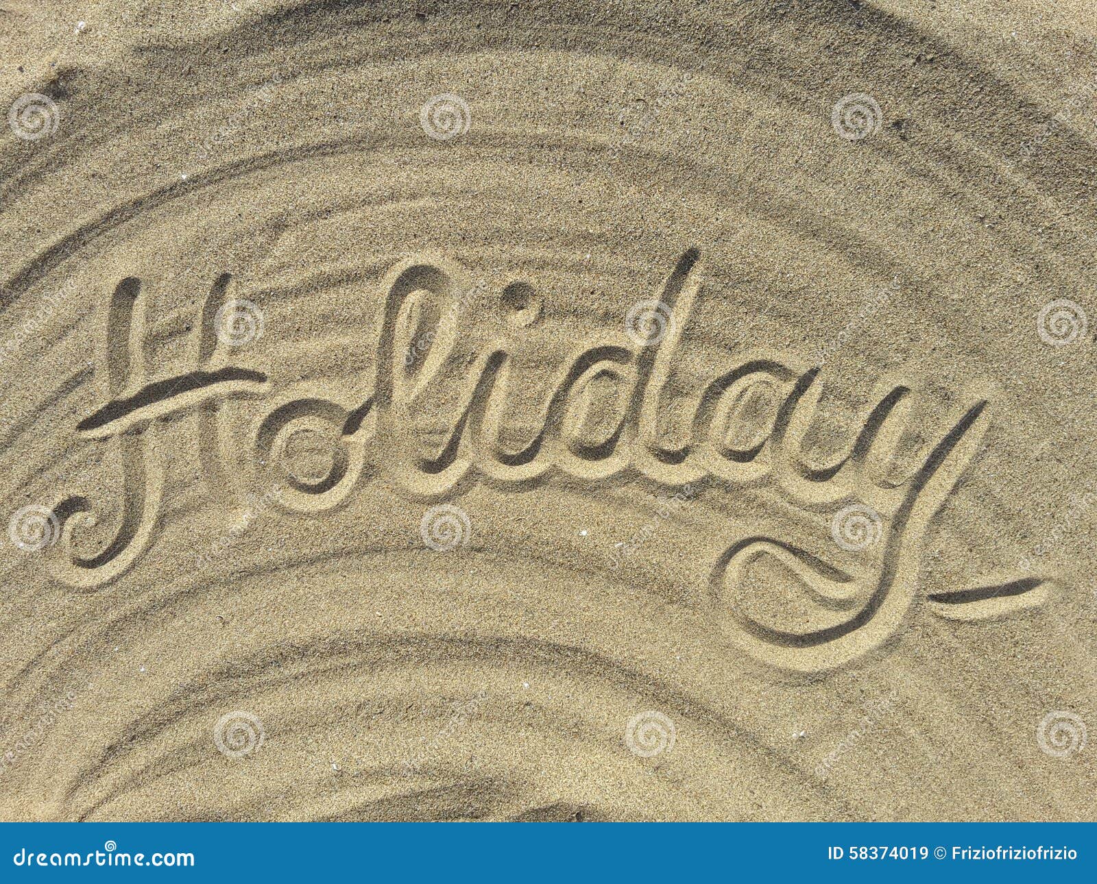 Holiday write on the sand stock image. Image of travel - 58374019