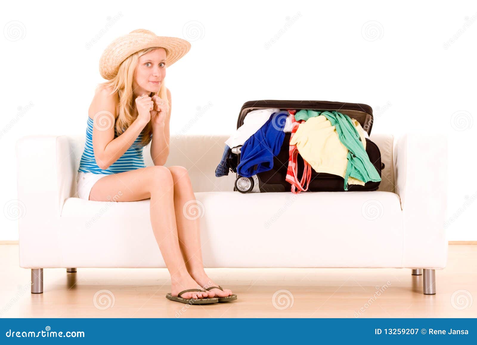 Holidaymaker with Full Case Stock Image - Image of case, clothing: 13259207