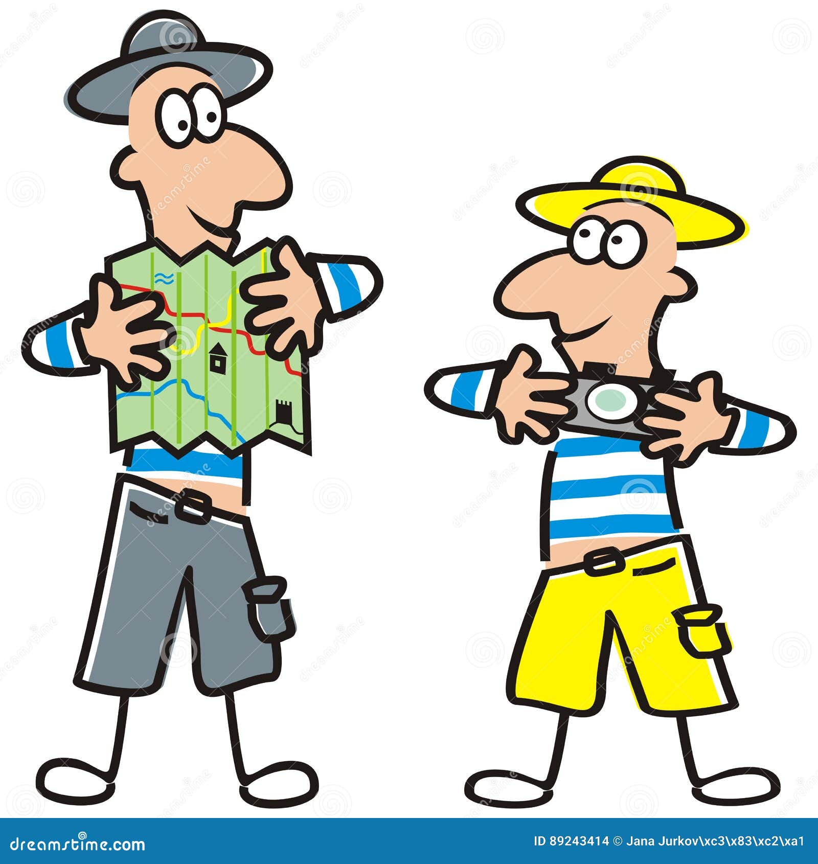 Holidaymaker And Camera, Vector Cartoon | CartoonDealer.com #89237444