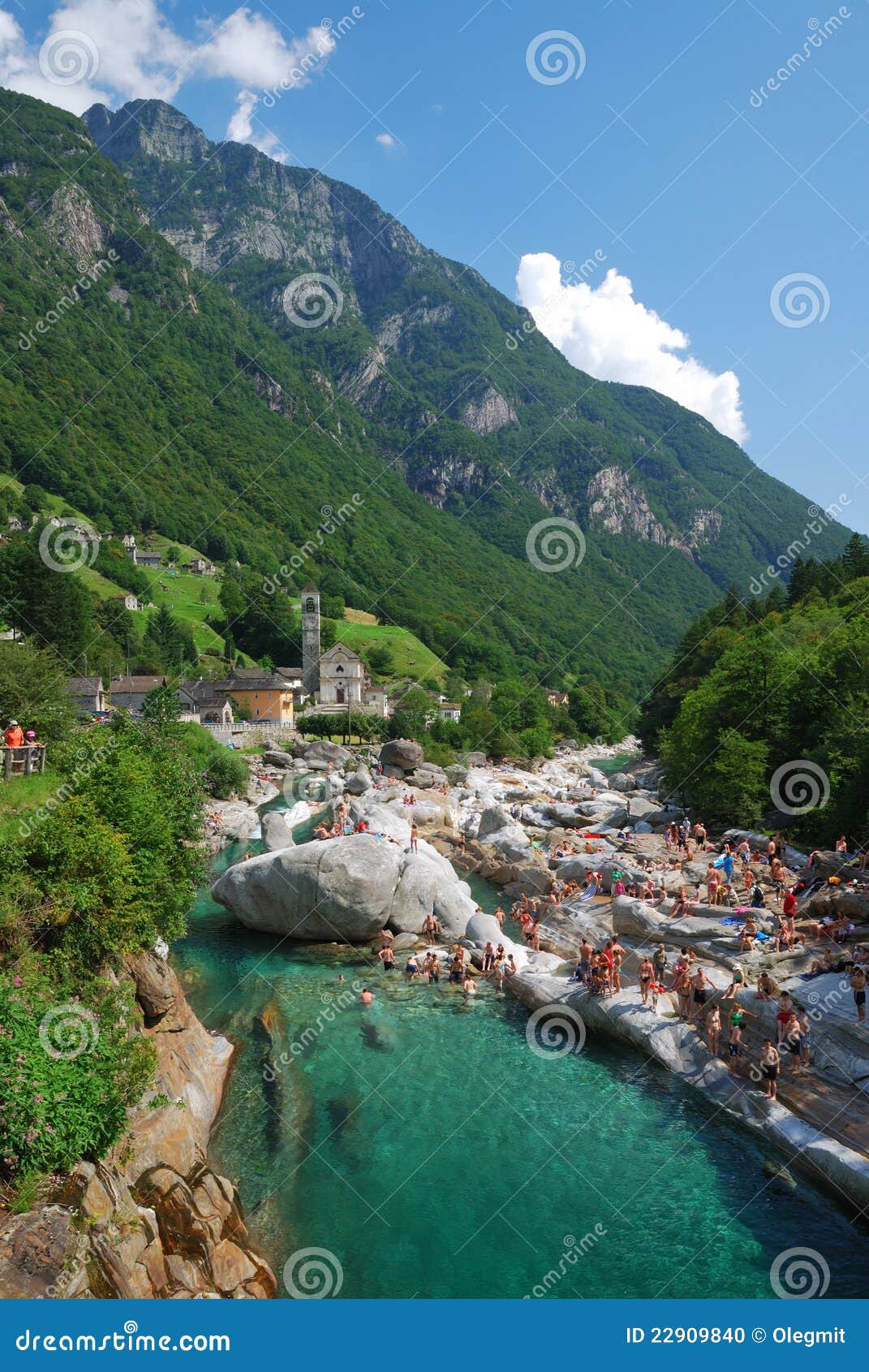 Holidaymakers on the Riverside at the Alps. Editorial Image - Image of ...