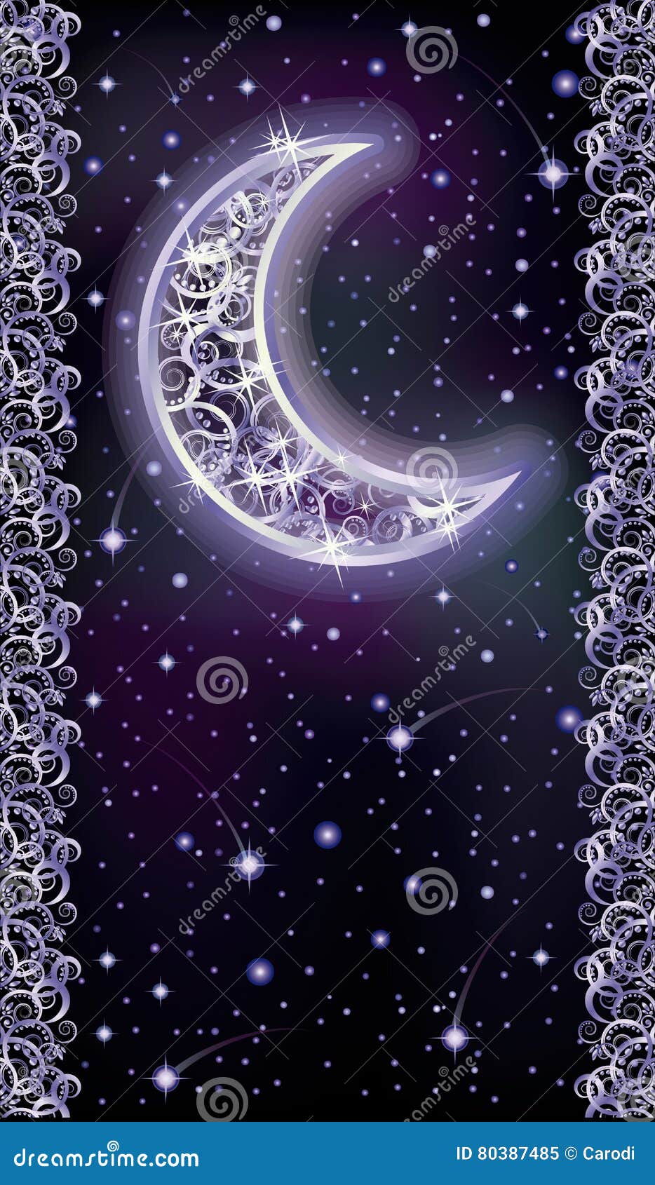 Holidays Card with Silver Moon, Vector Stock Vector - Illustration of ...