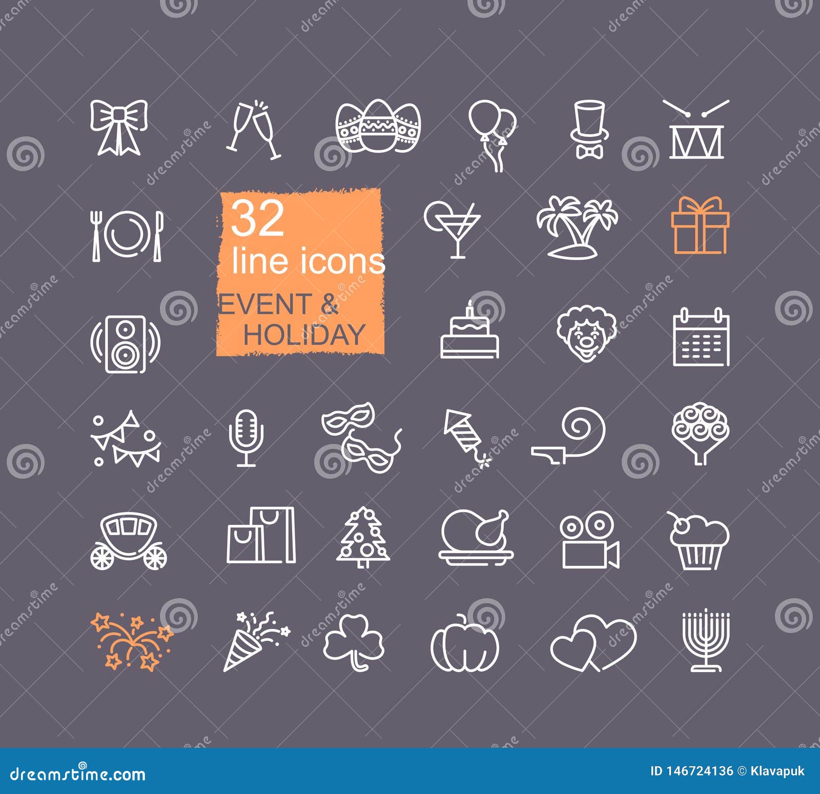 Holidays and Events. Set of Vector Line Icons Stock Vector ...
