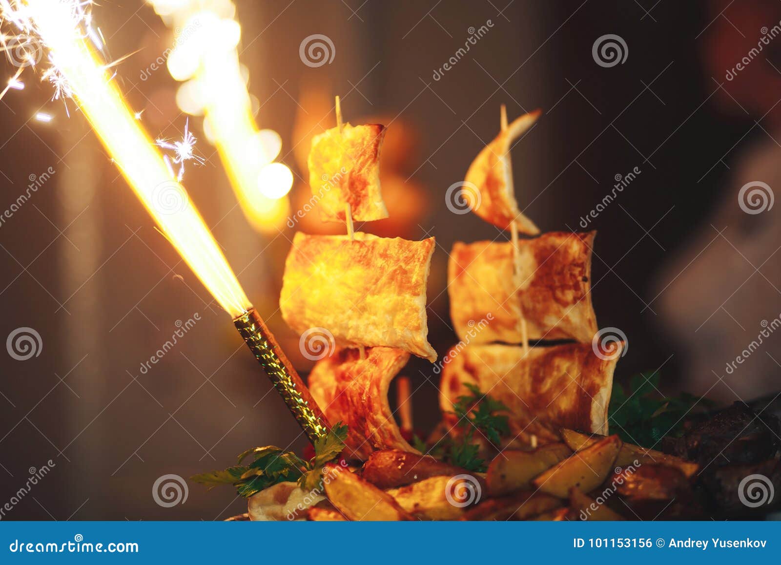 Holidays fire burning dish stock photo. Image of foodie - 101153156