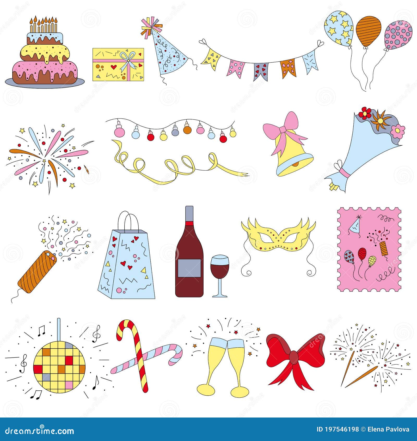 Holidays Icon Set. Collection of Festive Multicolored Icons Stock ...