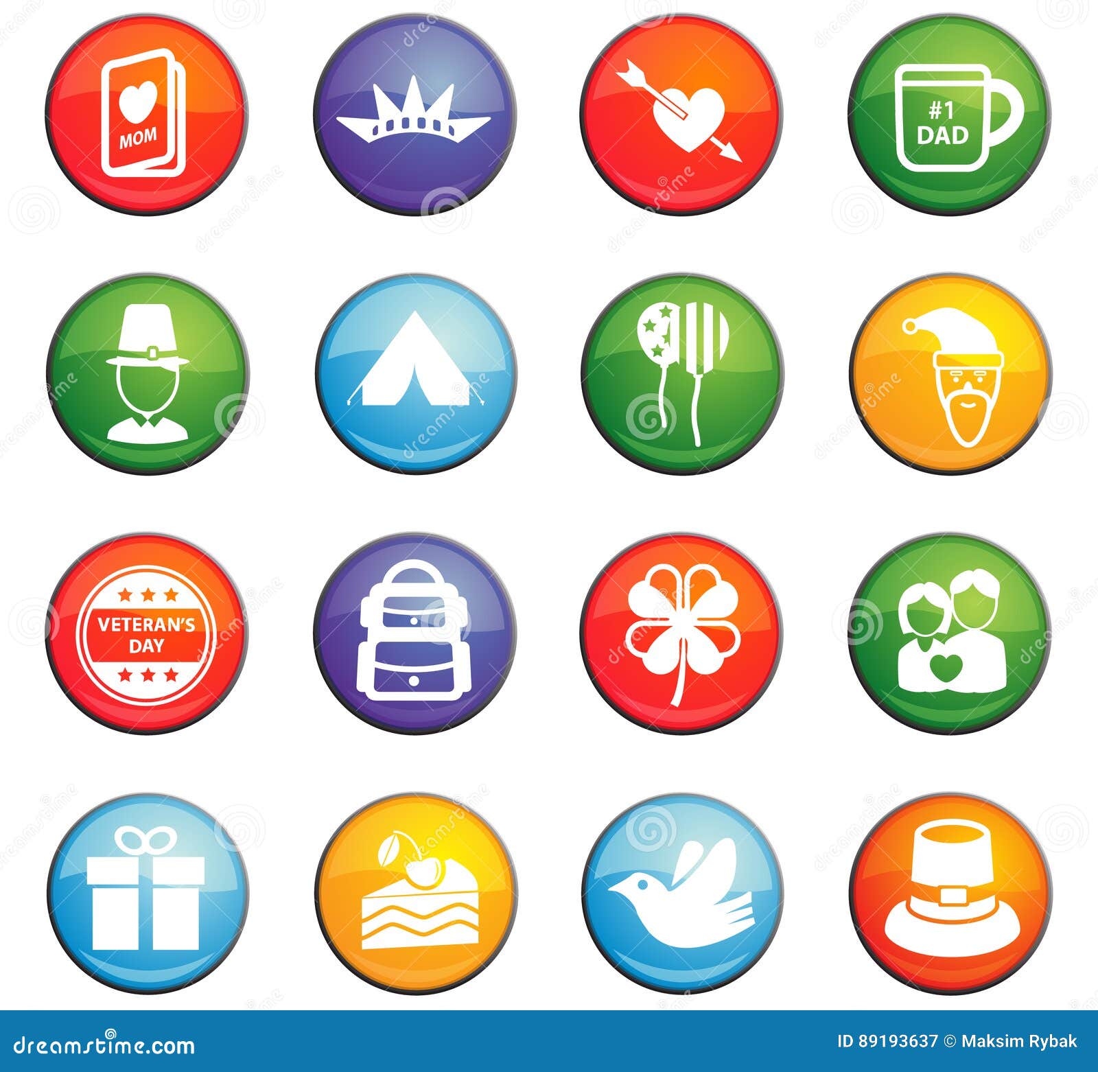 Holidays icon set stock illustration. Illustration of icon - 89193637