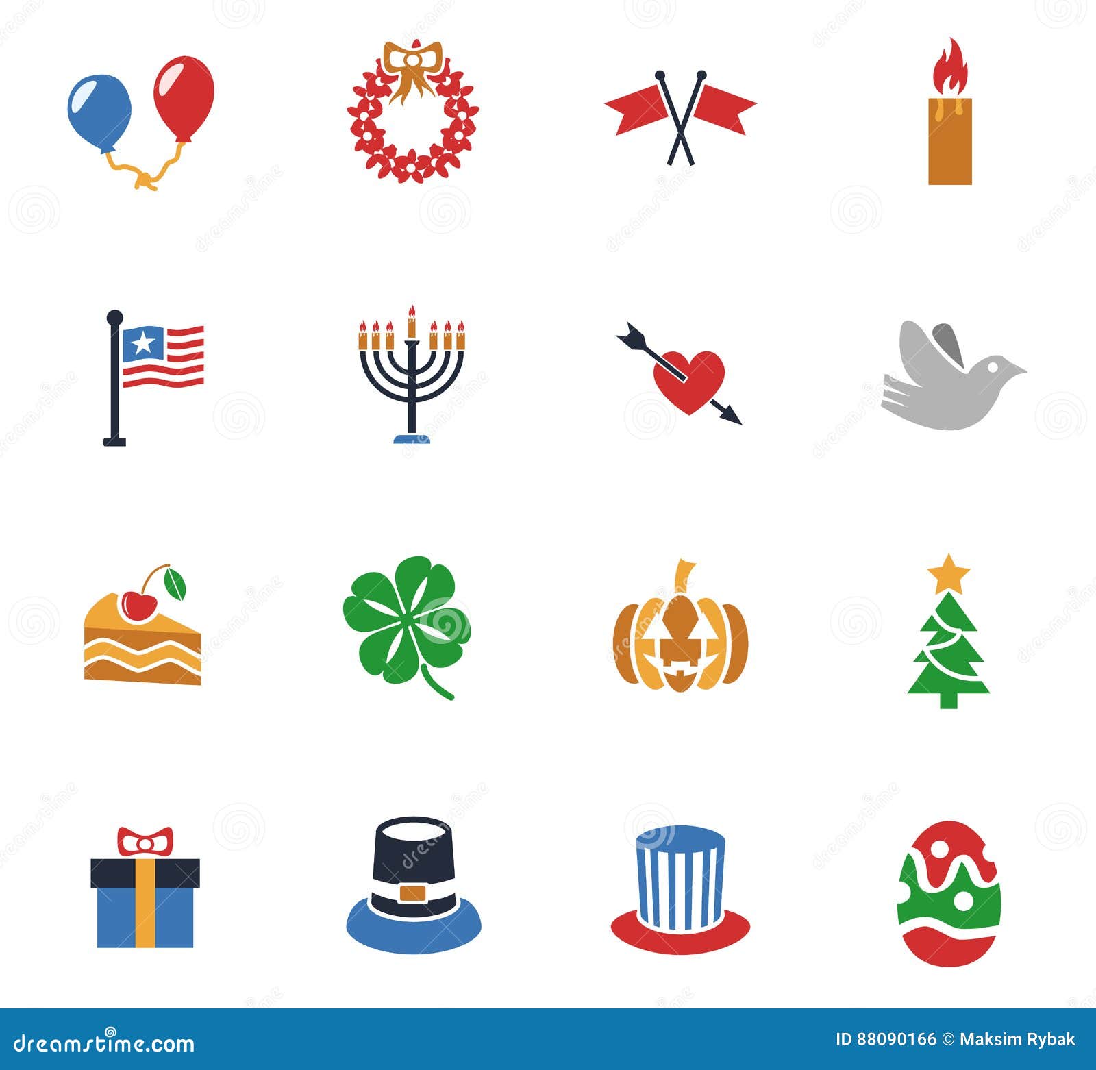 Holidays icon set stock vector. Illustration of holidays - 88090166