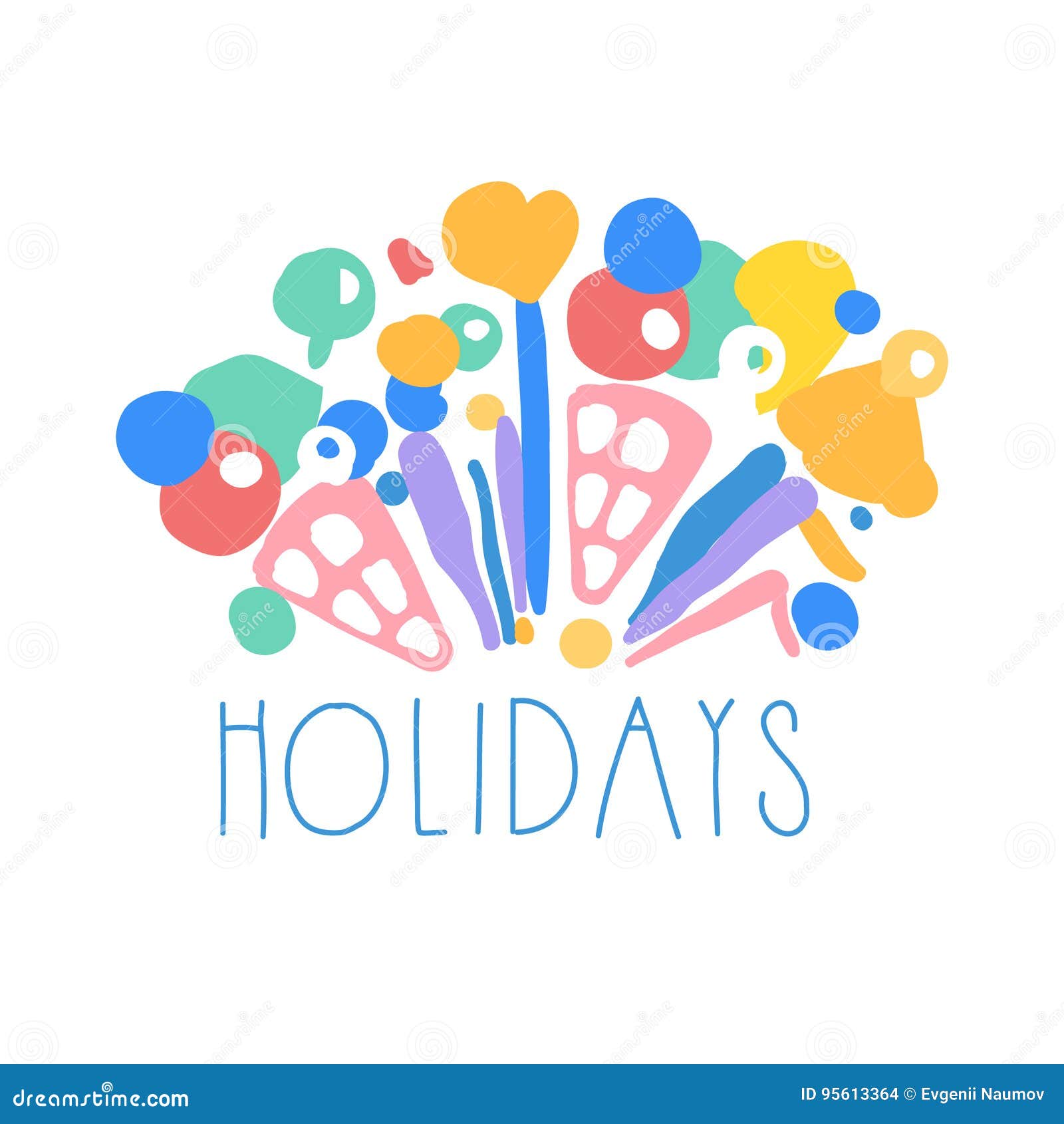 Holidays Logo Template Colorful Hand Drawn Vector Illustration Stock ...