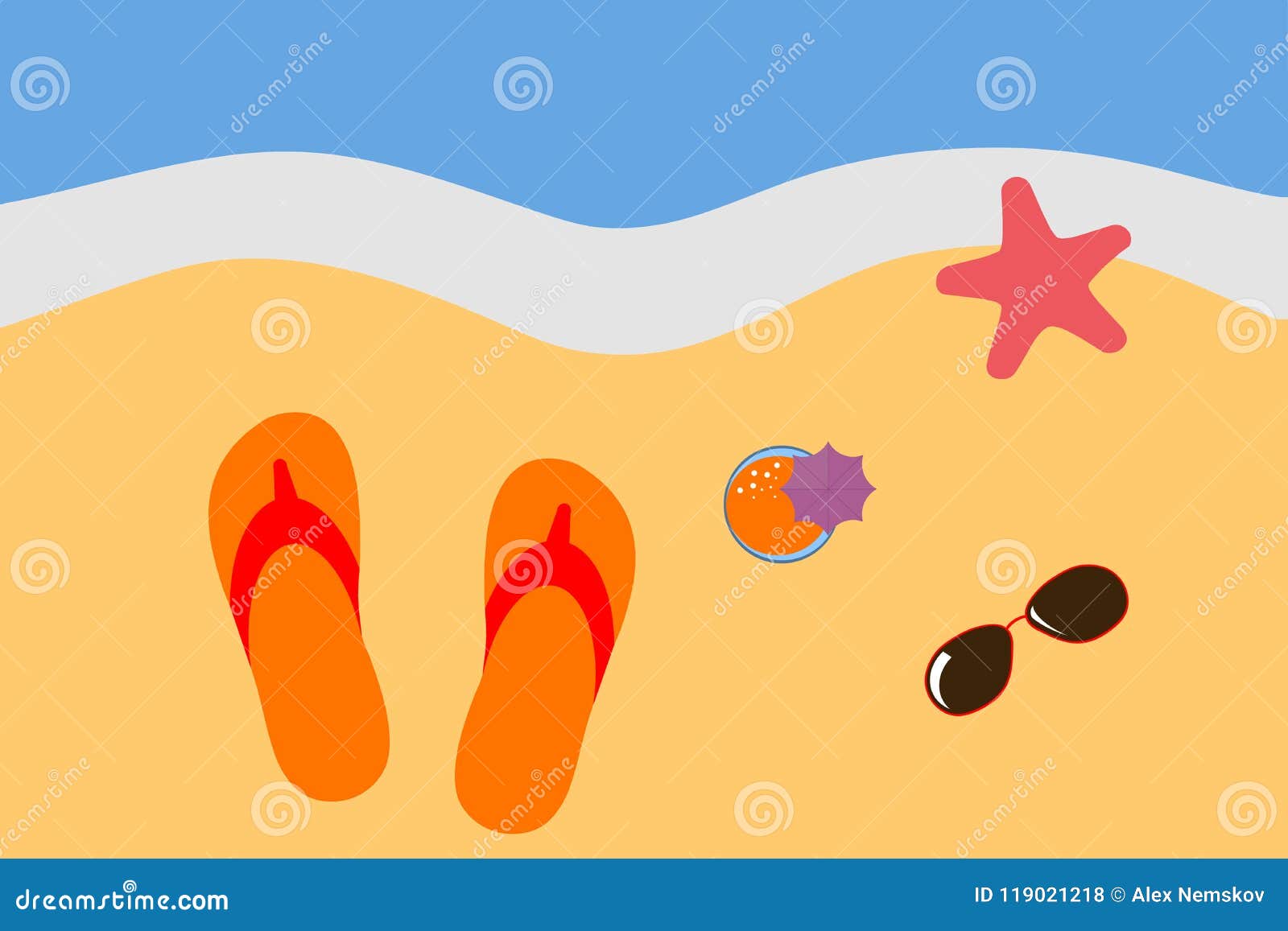 Holidays by the sea stock illustration. Illustration of starfish ...