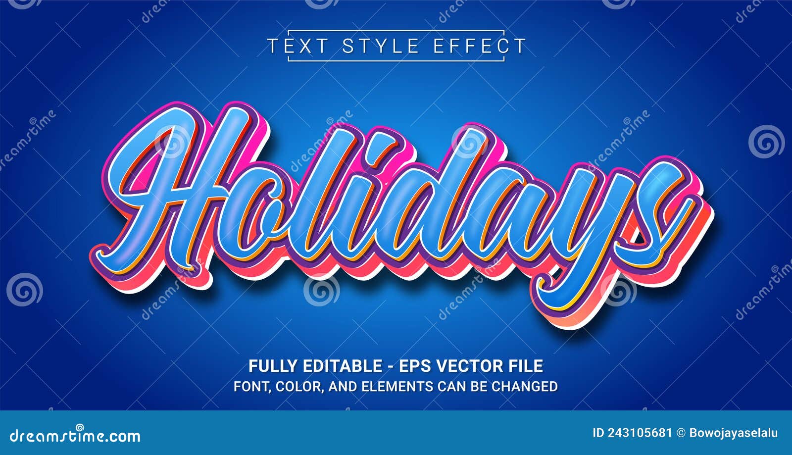 Holidays Text Style Effect. Editable Graphic Text Template Stock Vector ...