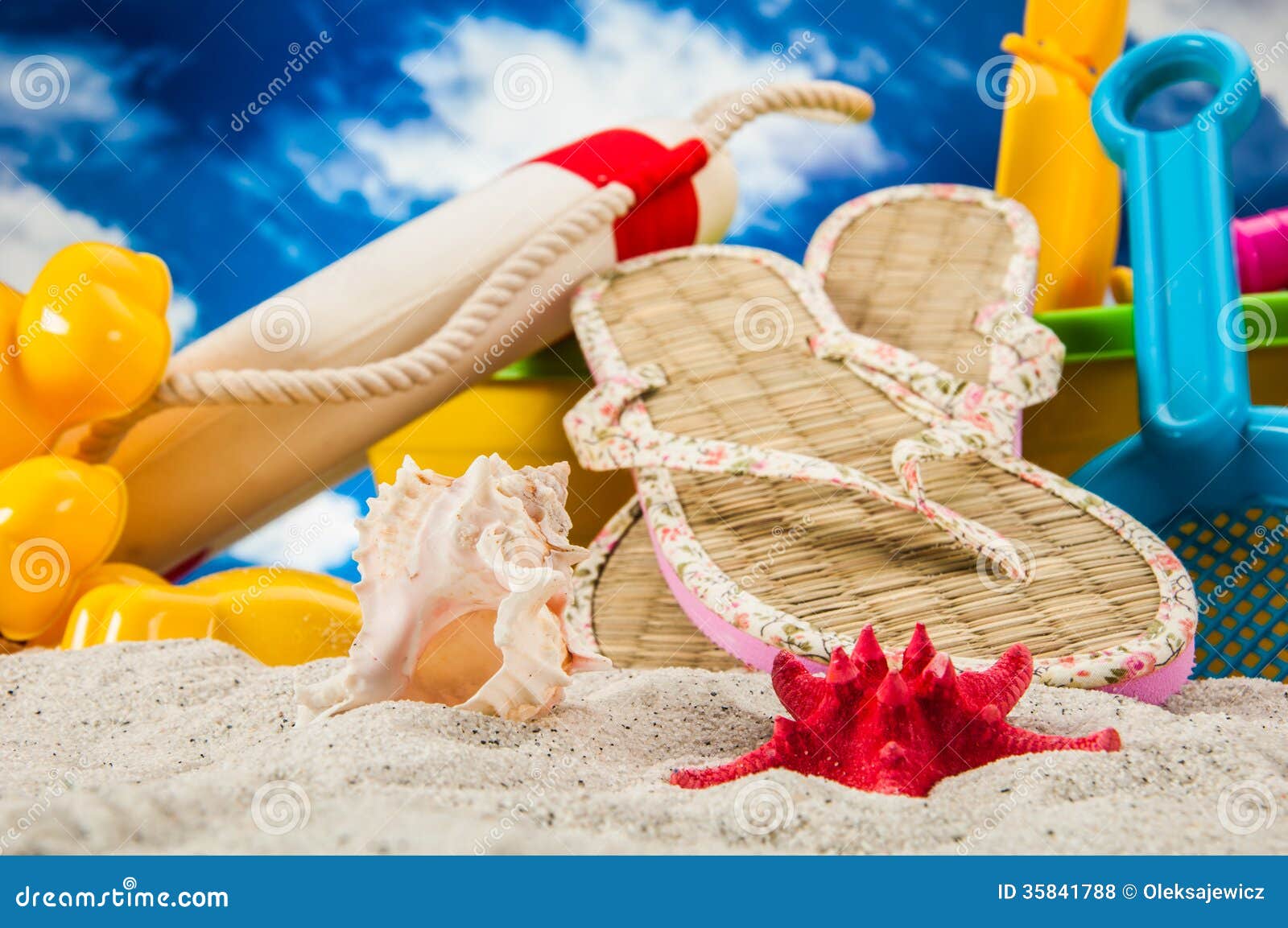 Holidays Theme with White Sand and Blue Background Stock Photo - Image ...
