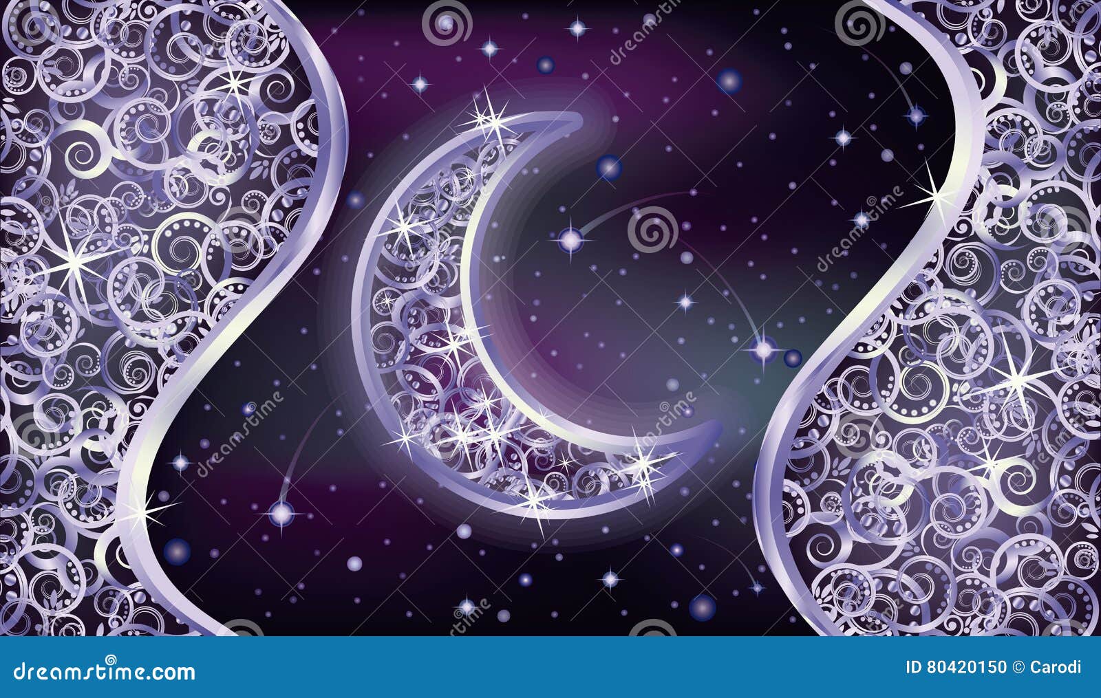 Holidays Wallpaper with Silver Moon Stock Vector - Illustration of ...