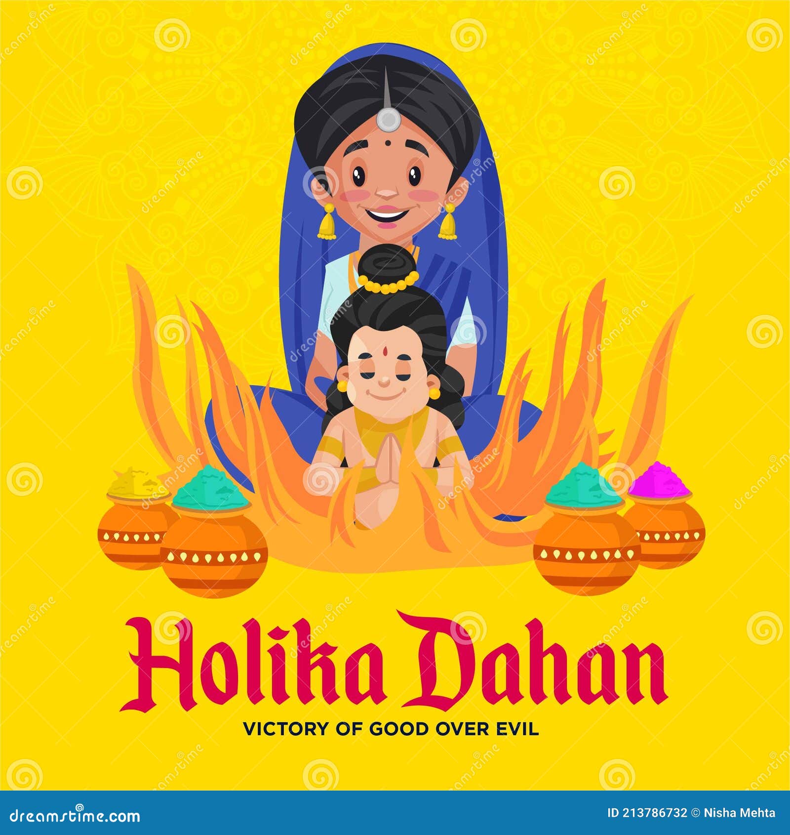 Holika Dahan Cover Page Design Cartoon Vector | CartoonDealer.com ...