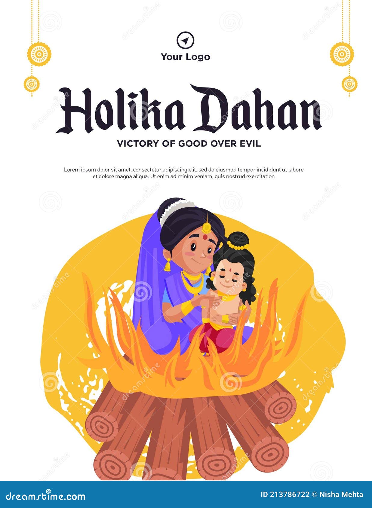 Holika Dahan Cover Page Design Cartoon Vector | CartoonDealer.com ...