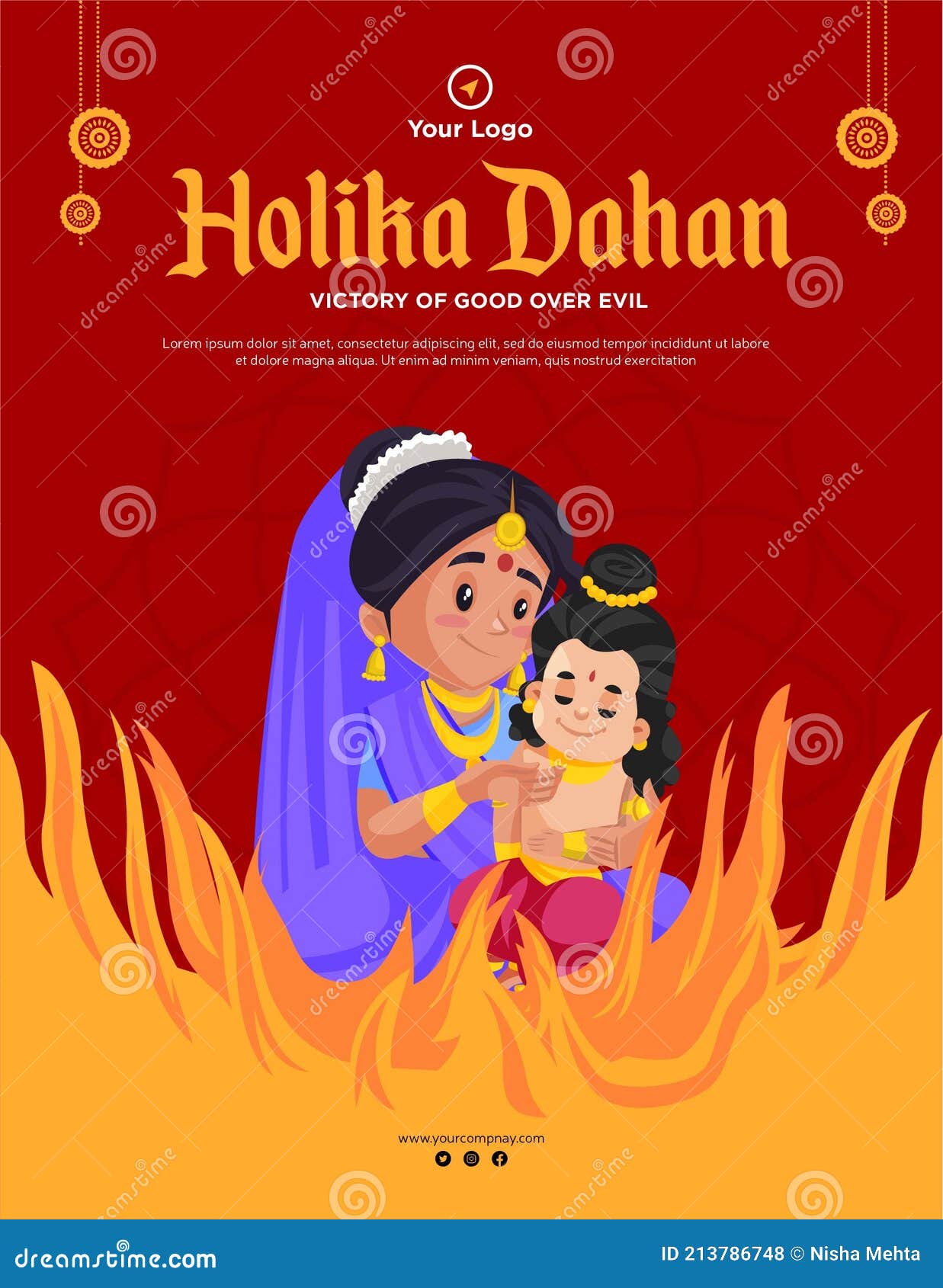 Holika Dahan Cover Page Design Cartoon Vector | CartoonDealer.com ...