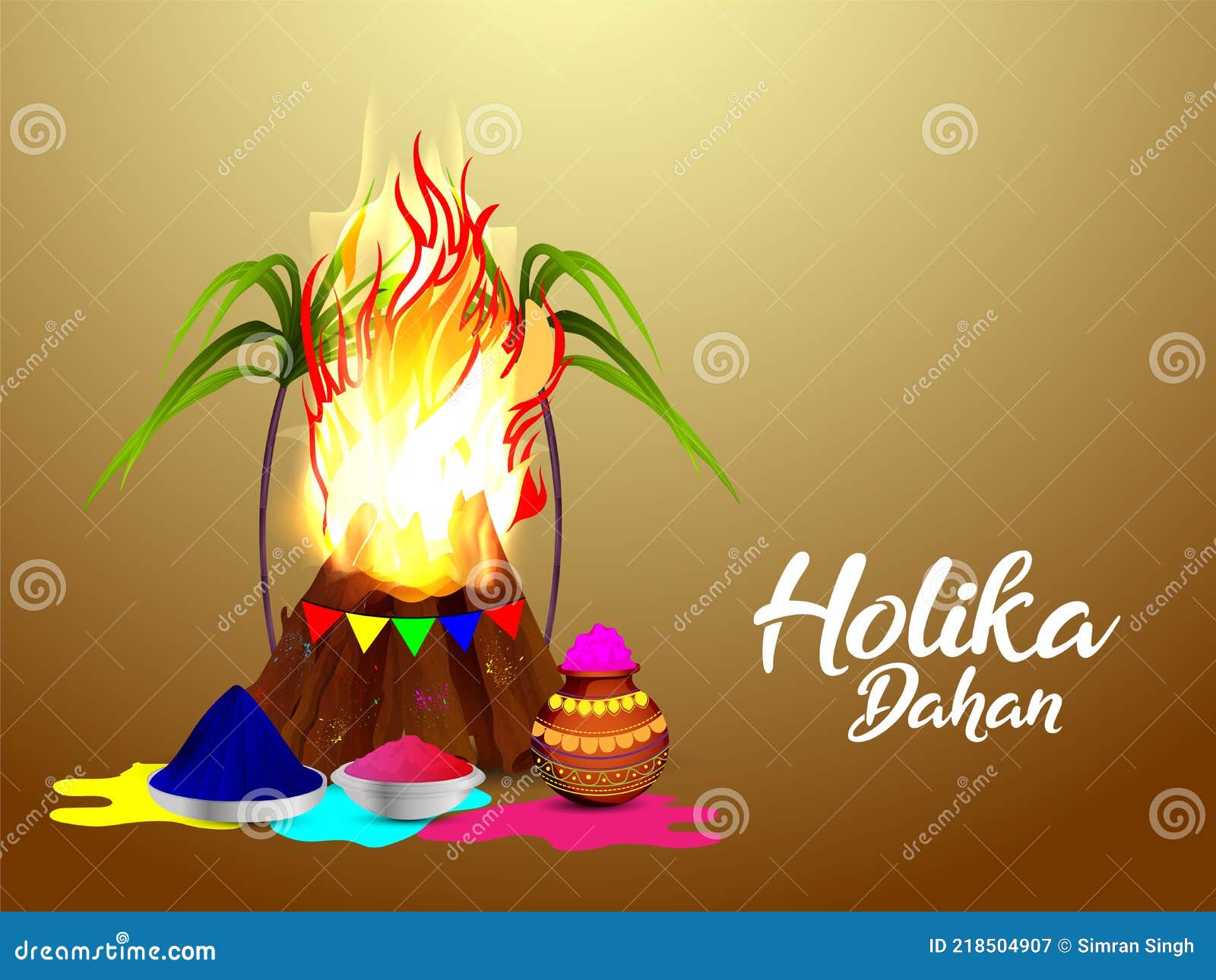 Holika Dehan Indian Festival Background Stock Illustration ...