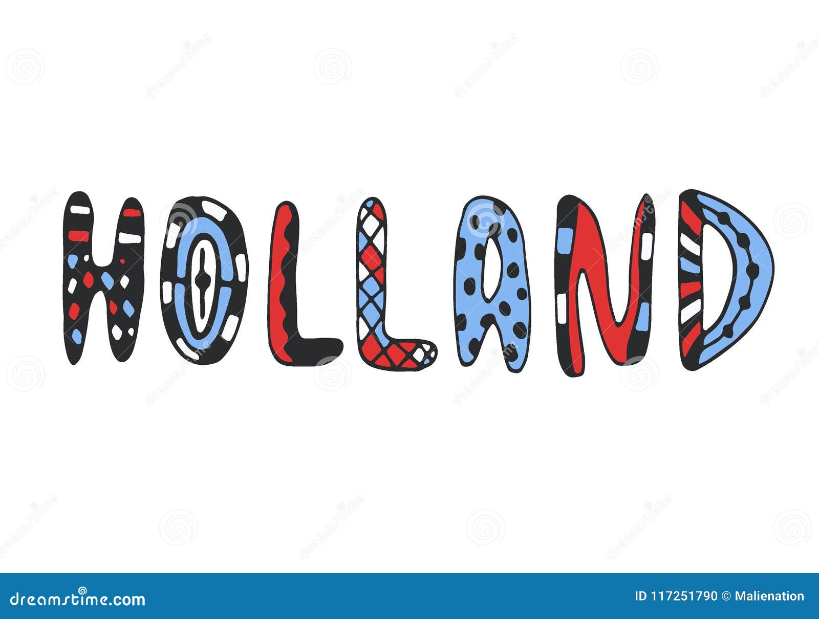 Holland Doodle Lettering. Hand-lettered Print. Vector Typographic ...