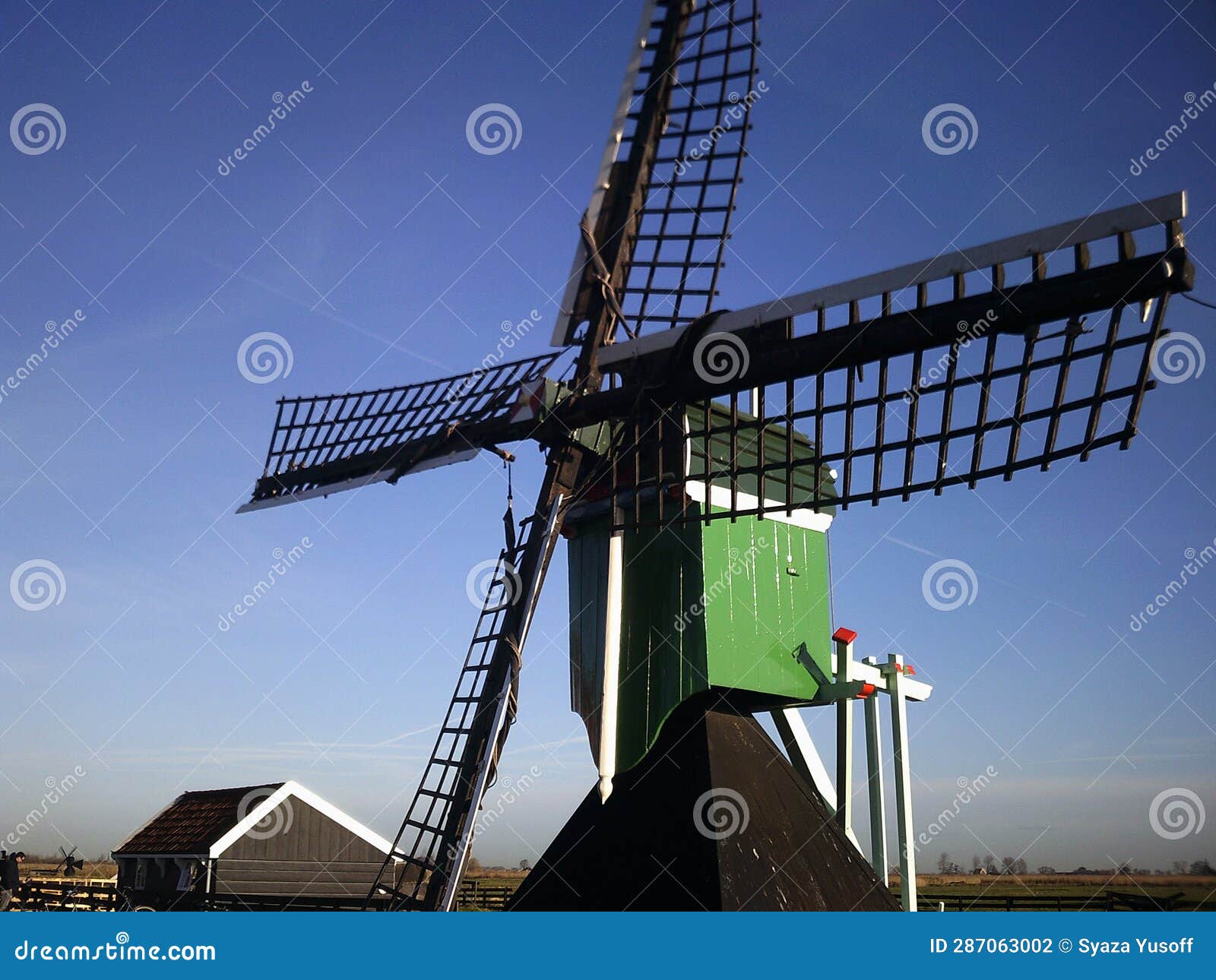 Holland green windmill stock photo. Image of netherlands - 287063002