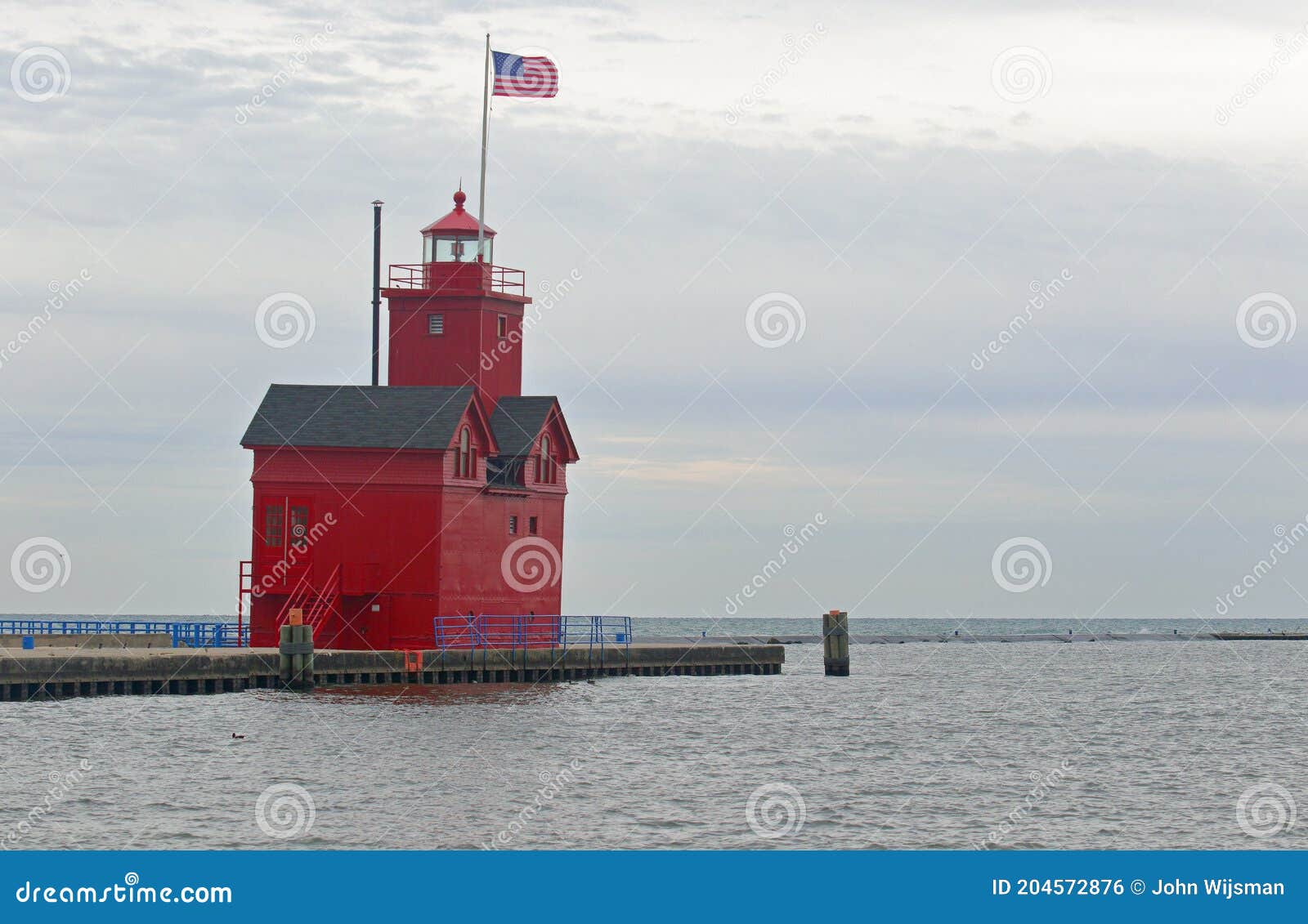 Holland Harbor Light, Known As Big Red Stock Photo - Image of landmark ...