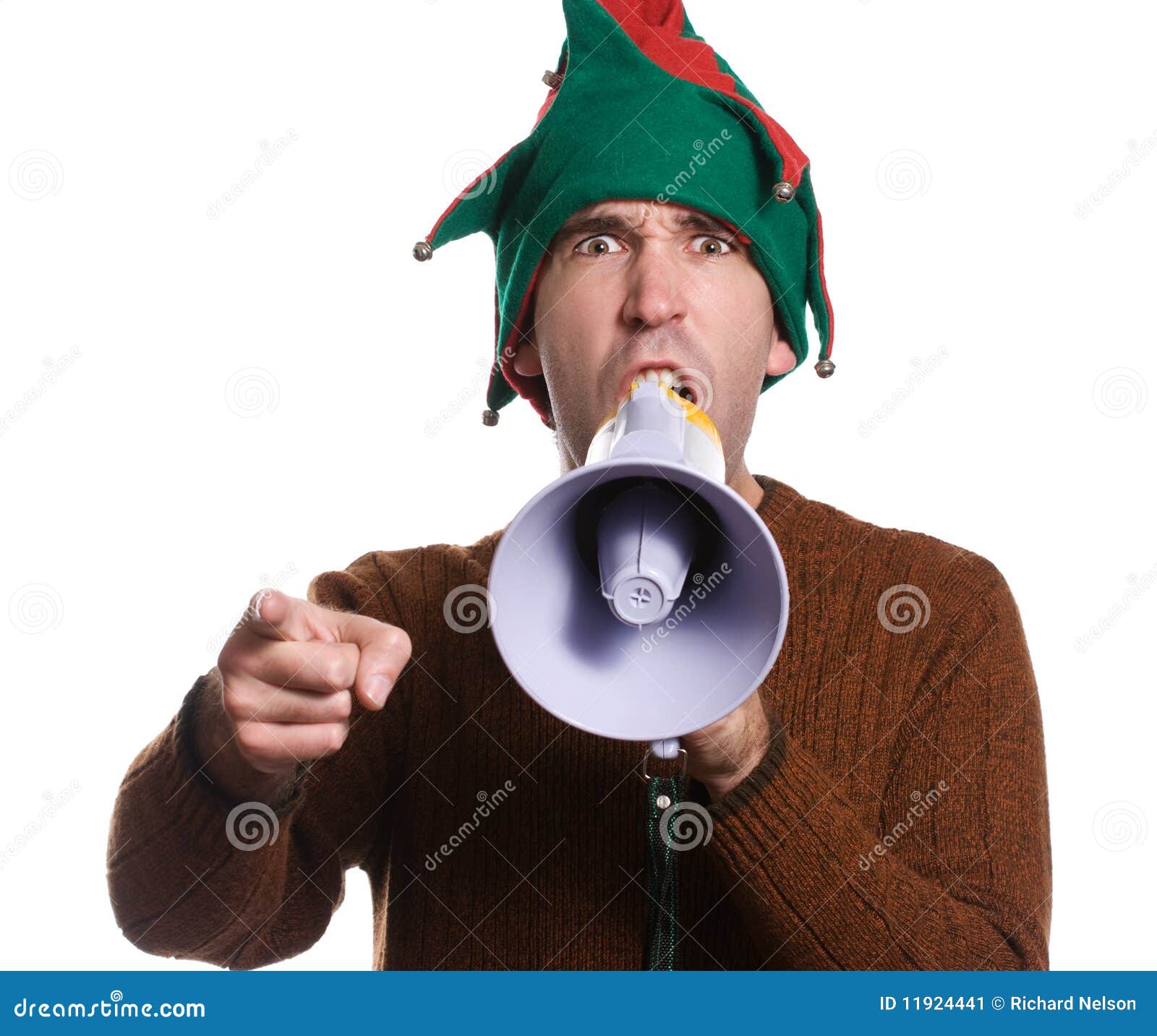 Hollering Elf stock image. Image of person, christmas - 11924441