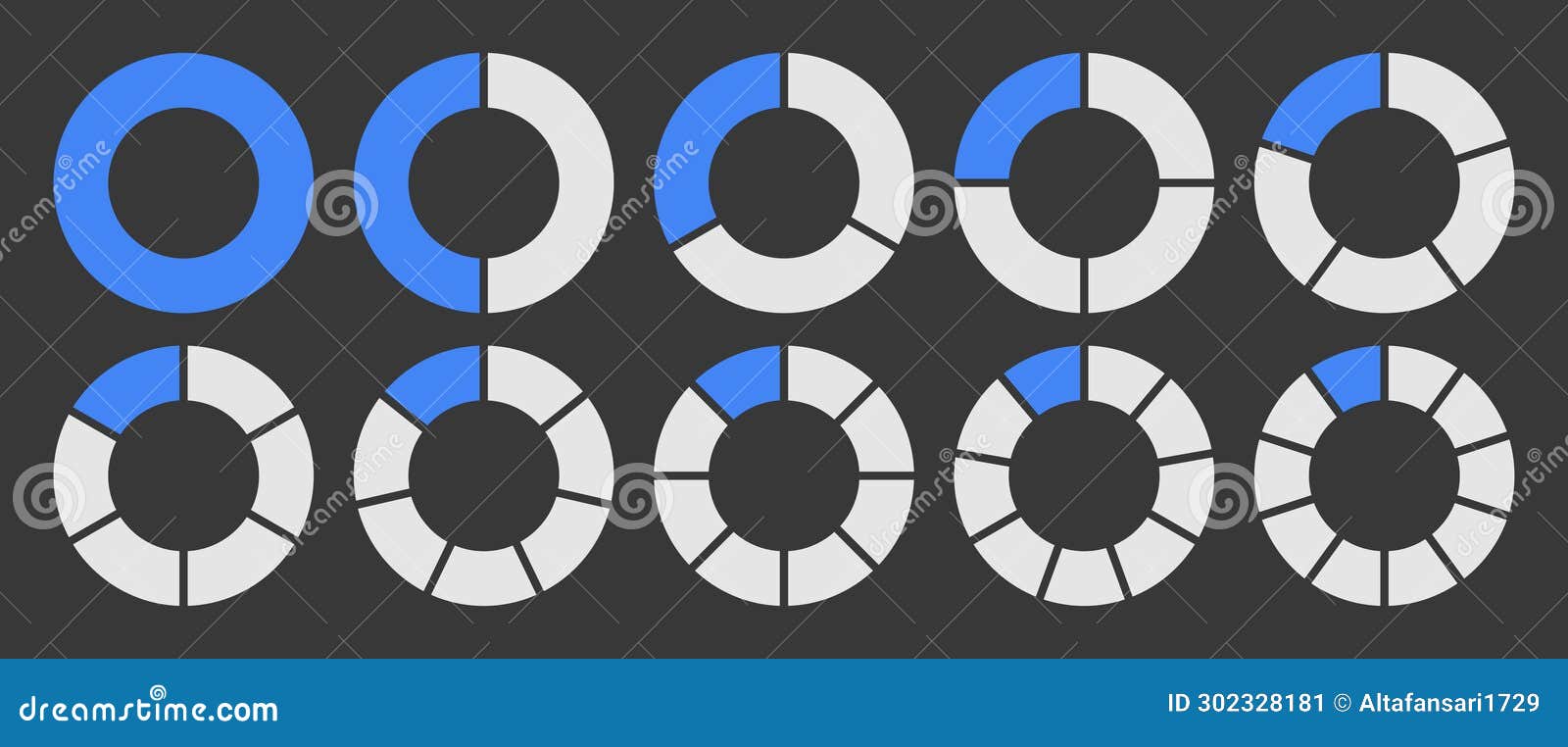 Circle Divided Into 7 Segments. Pie Or Pizza Shape Cut In Seven Equal ...