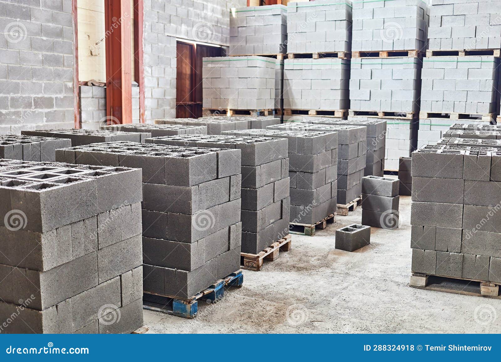 Hollow Concrete Wall Blocks Assembled on Pallets Stock Photo - Image of ...