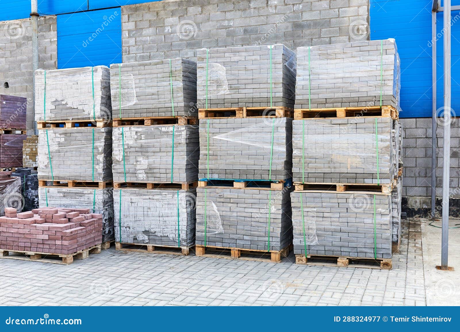 Hollow Concrete Wall Blocks Assembled on Pallets Stock Image - Image of ...