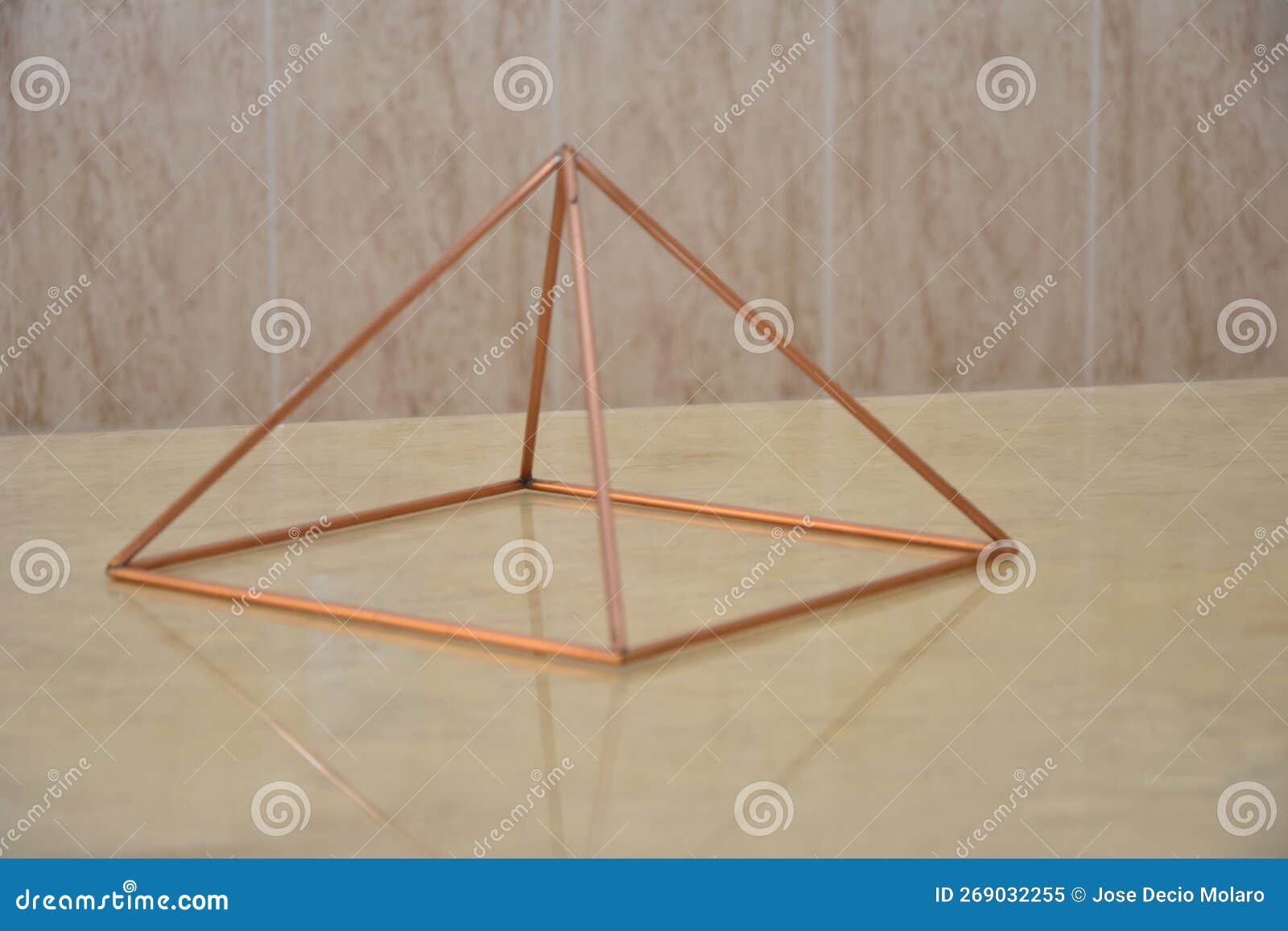 Hollow Copper Pyramid with Blurred Background. Selective Focus. Zoom ...