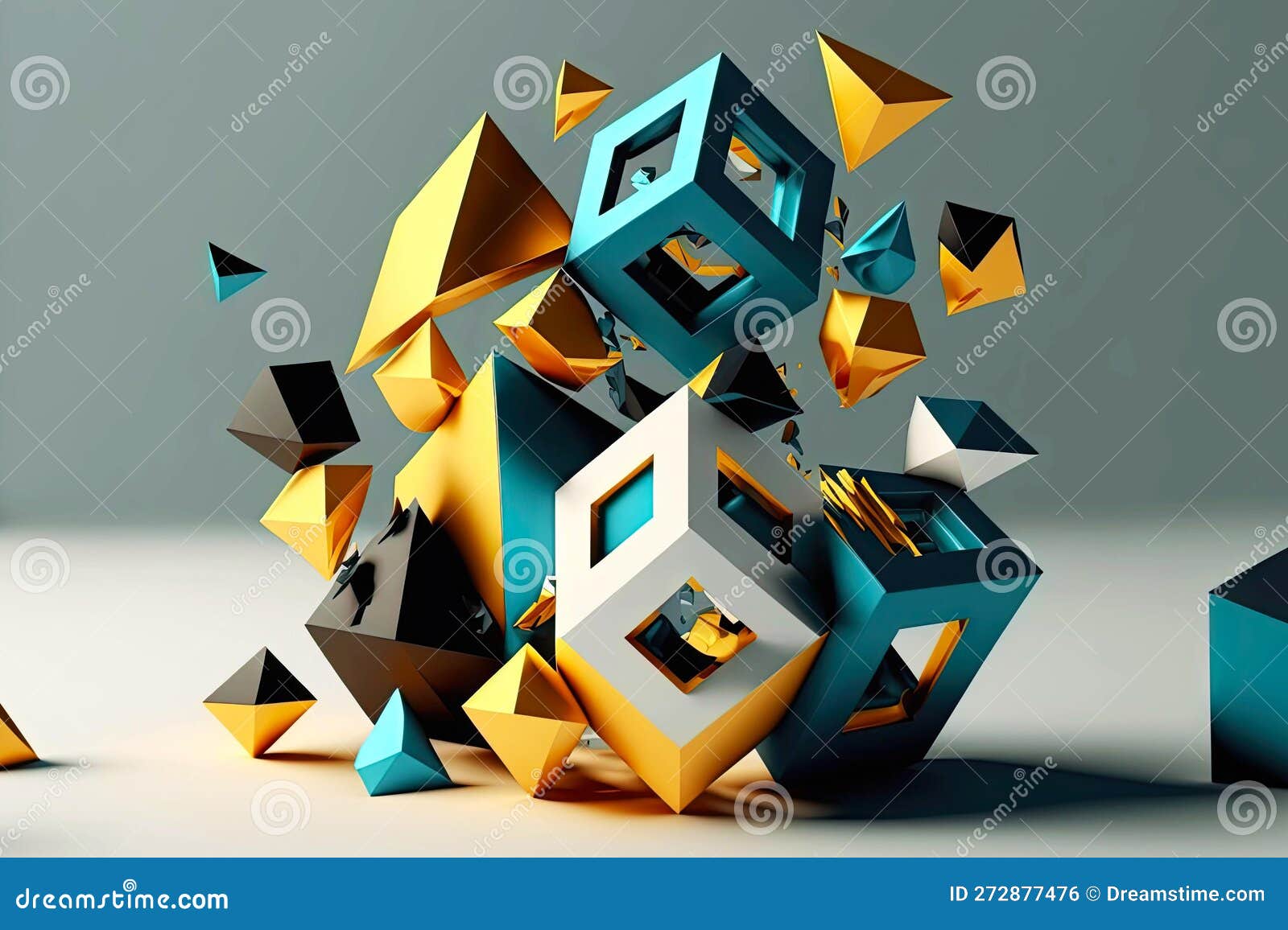 Hollow Inside Multicolored Geometric Shapes Like 3D Render Abstract ...