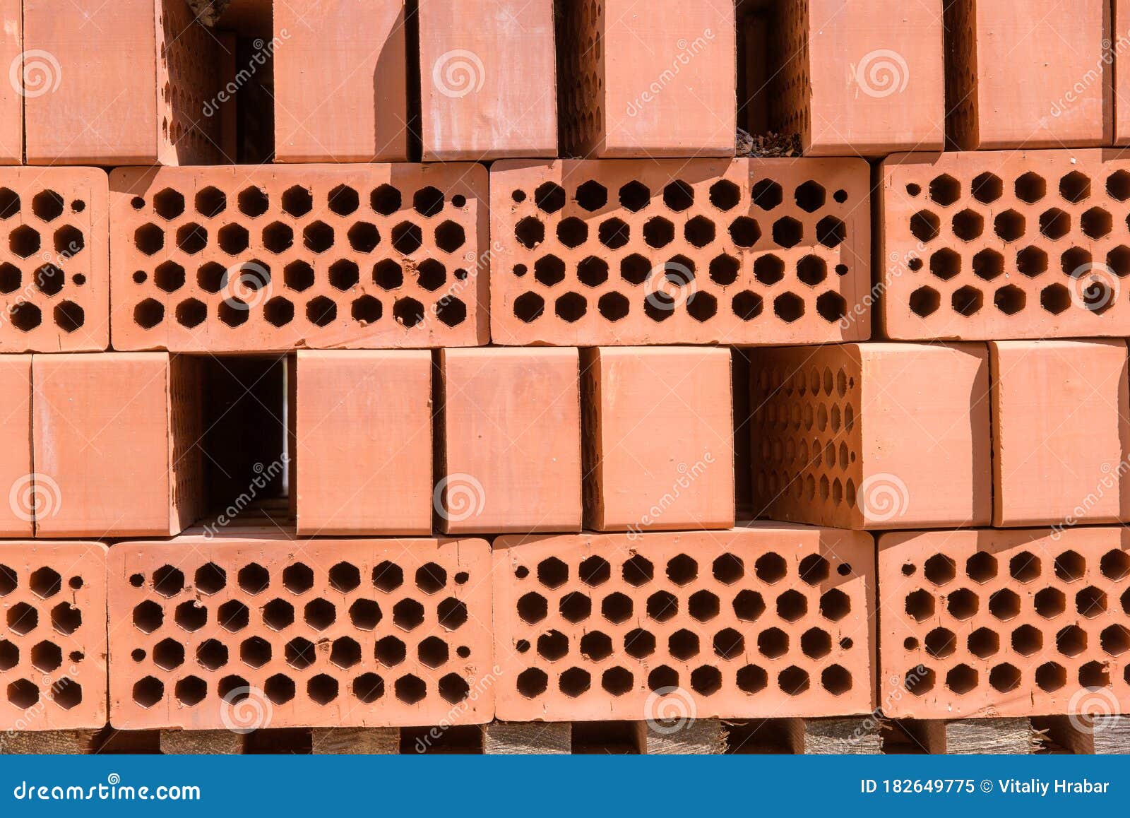 Hollow Perforated Bricks on Pallet Stock Image - Image of materials ...