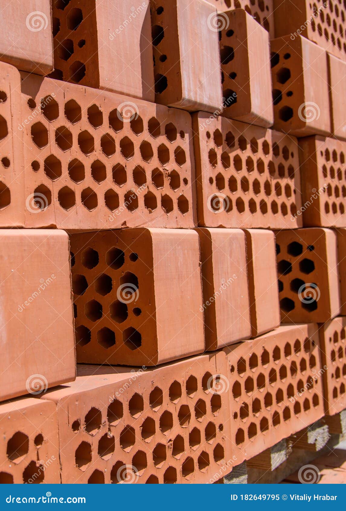 Hollow Perforated Bricks on Pallet Stock Image - Image of hollow, store ...