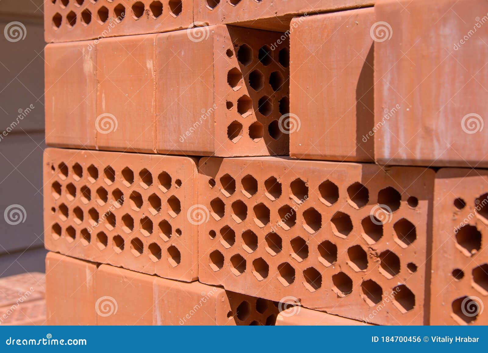 Hollow Perforated Bricks on Pallet Stock Photo - Image of materials ...