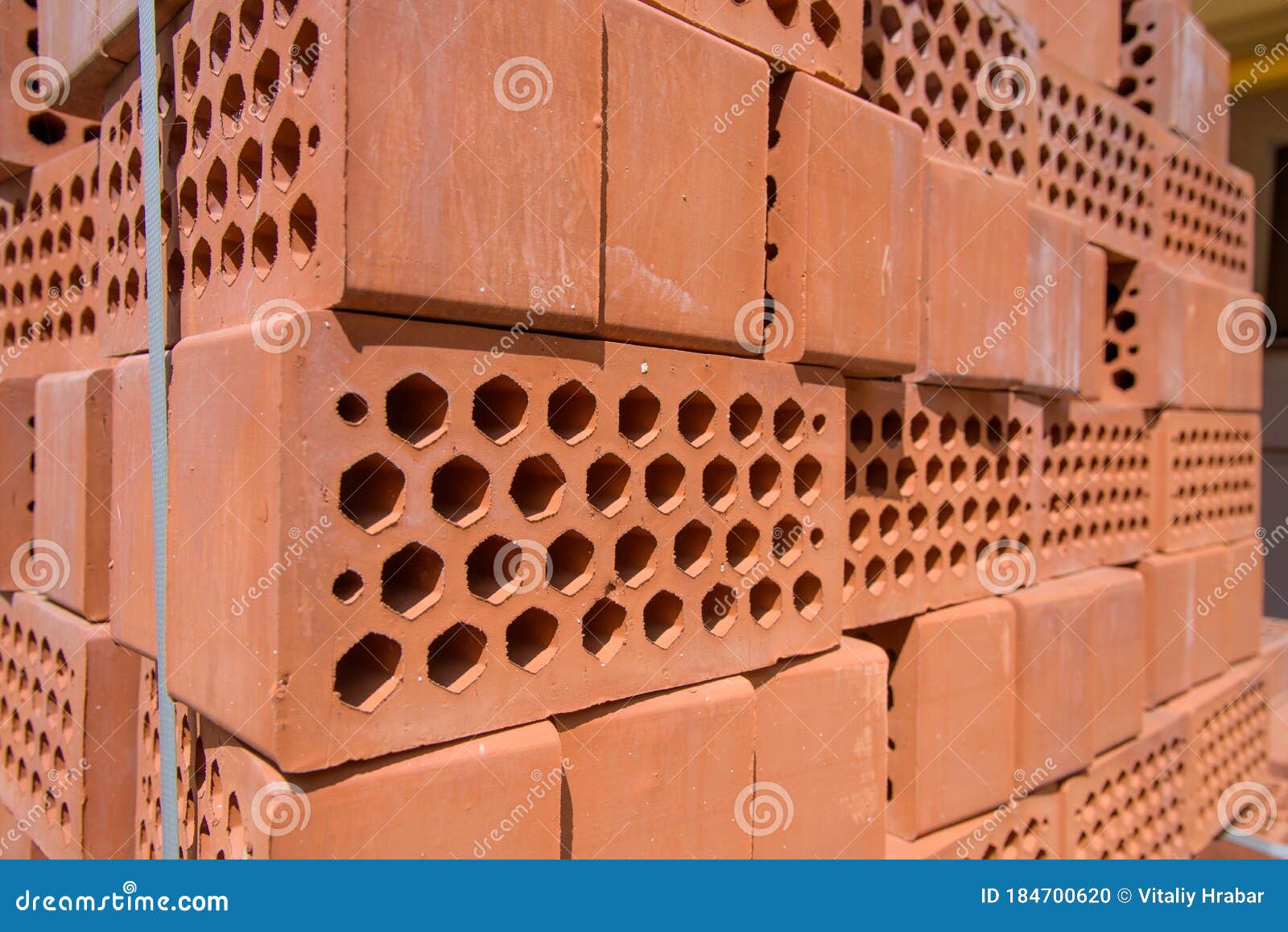 Hollow Perforated Bricks on Pallet Stock Photo - Image of clay, line ...