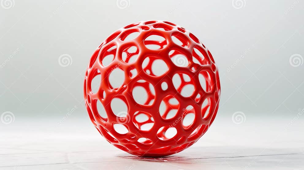 Hollow Red Spherical Structure with Circular Patterns Stock ...