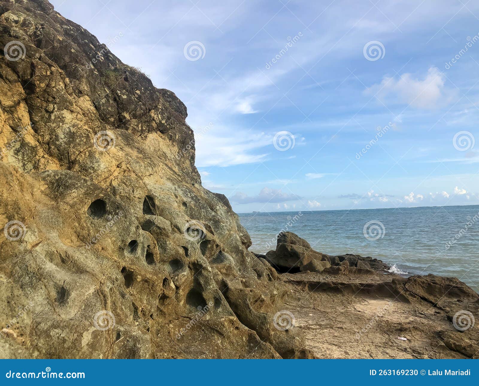 Hollow Stone with Beautiful Beach Scene Stock Photo - Image of kuta ...
