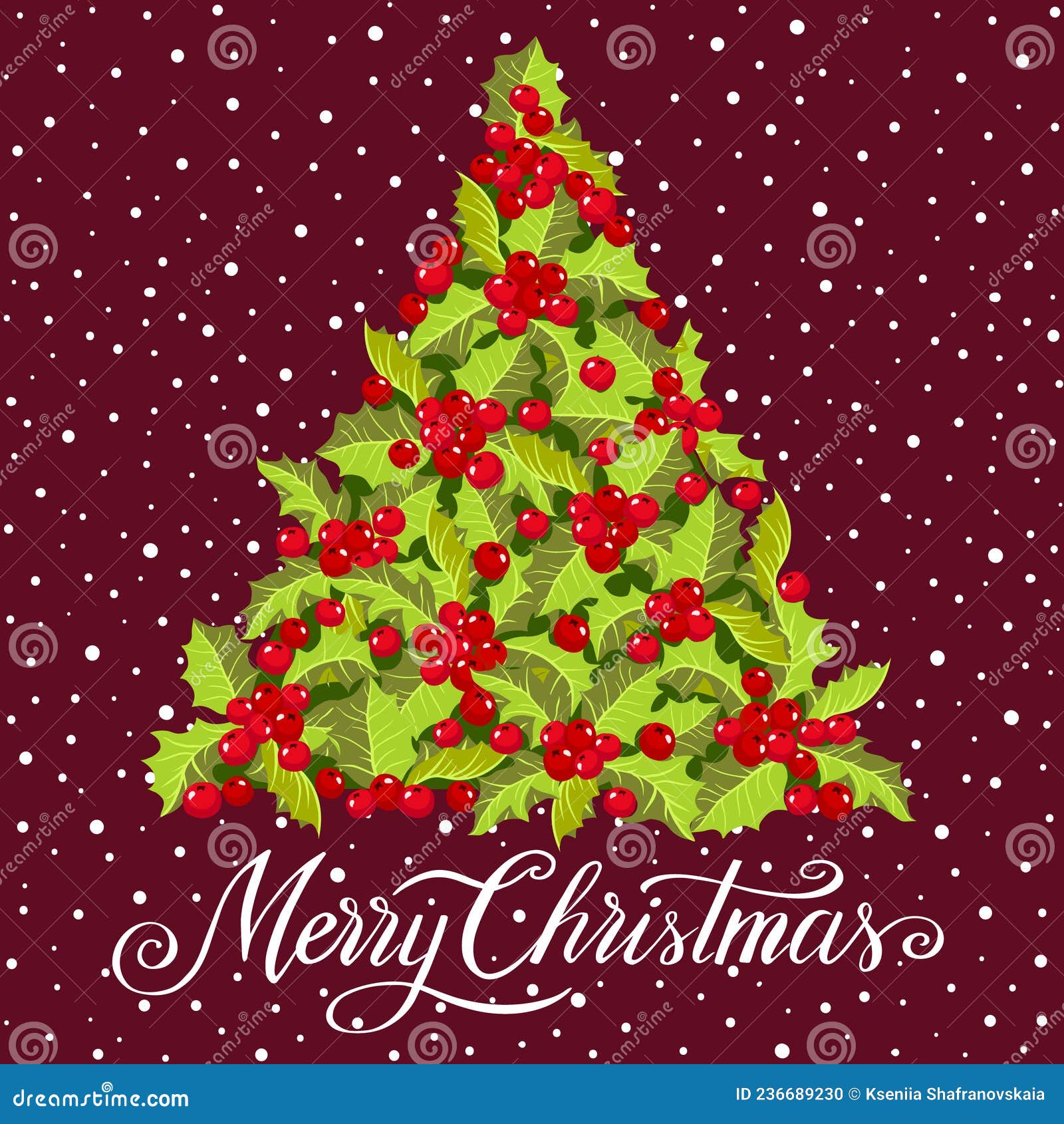 Holly Berries Triangle-shaped, Christmas Tree of Holly Berries, Vector ...