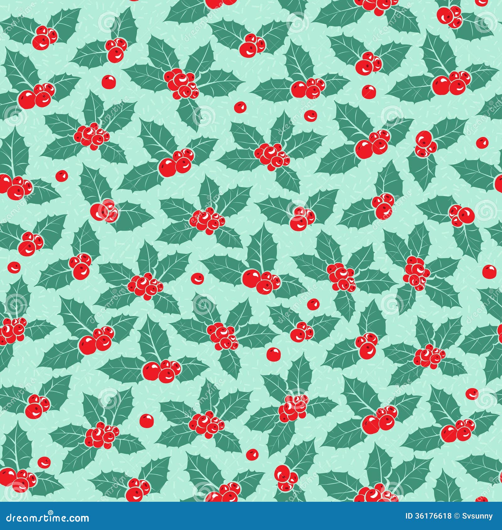 Holly Berry Flat Seamless Pattern Stock Vector - Illustration of decor ...