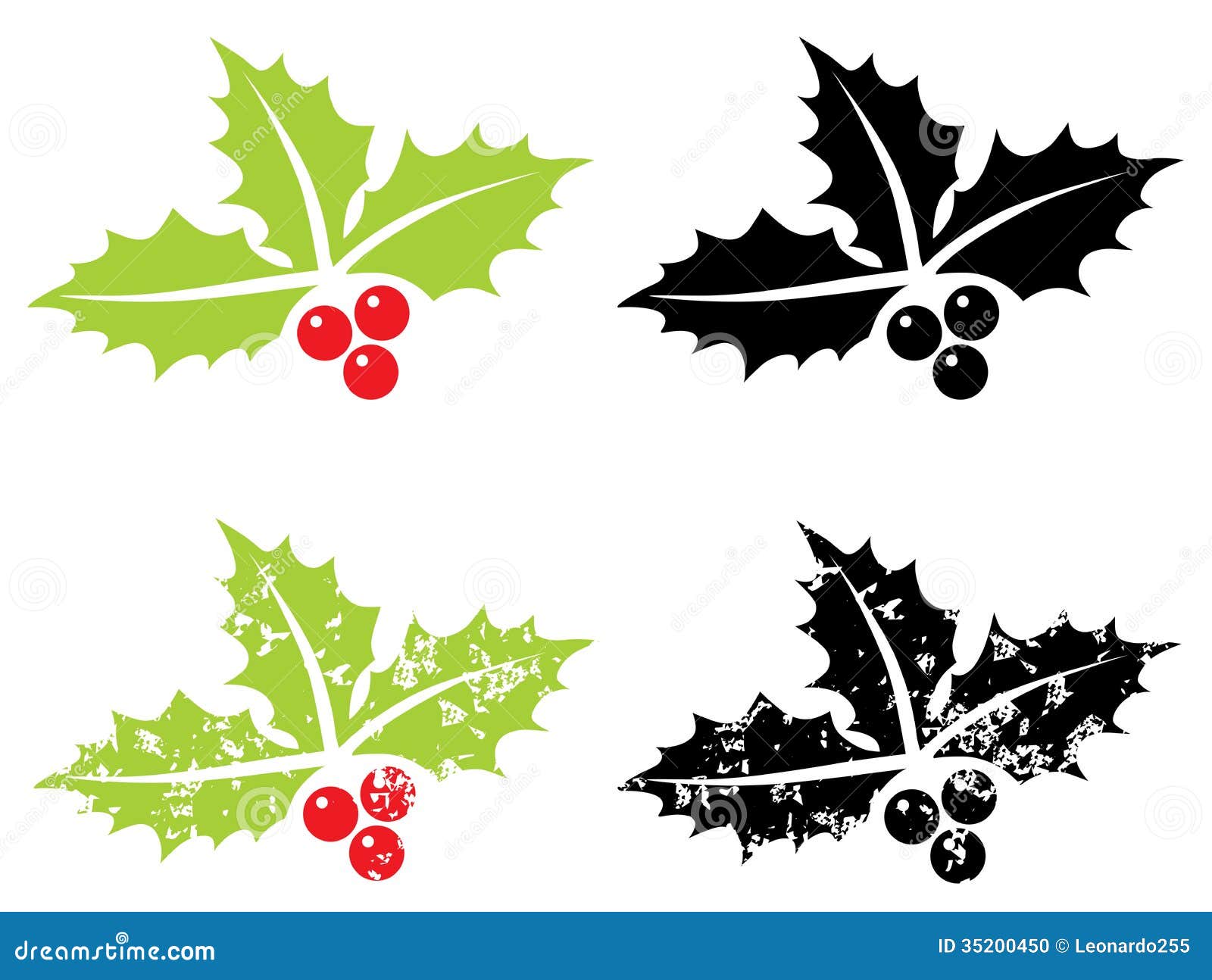 Holly Berry Grunge - Christmas Symbol Stock Vector - Illustration of ...