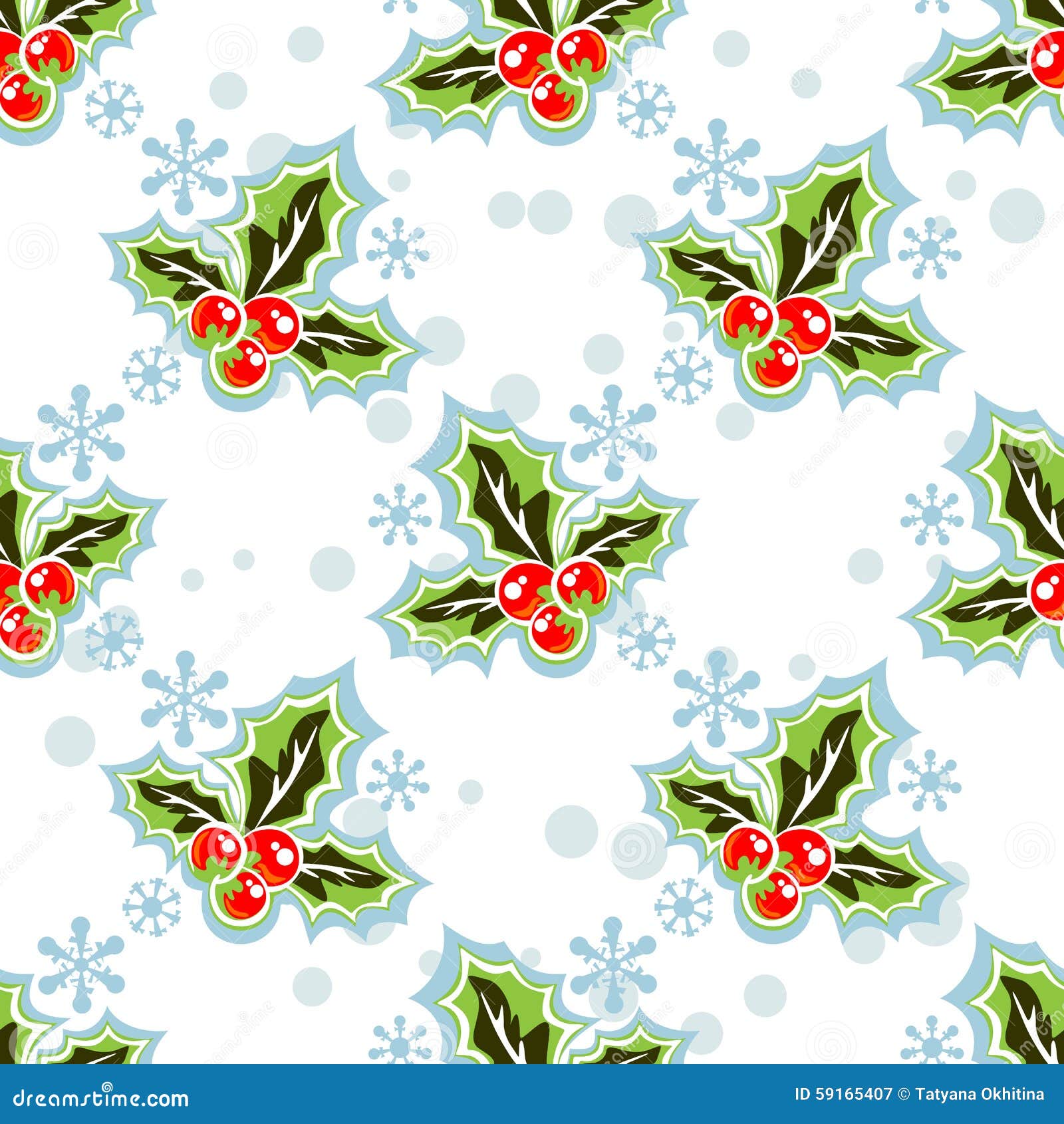 Holly Berry Seamless Pattern Stock Vector - Illustration of background ...