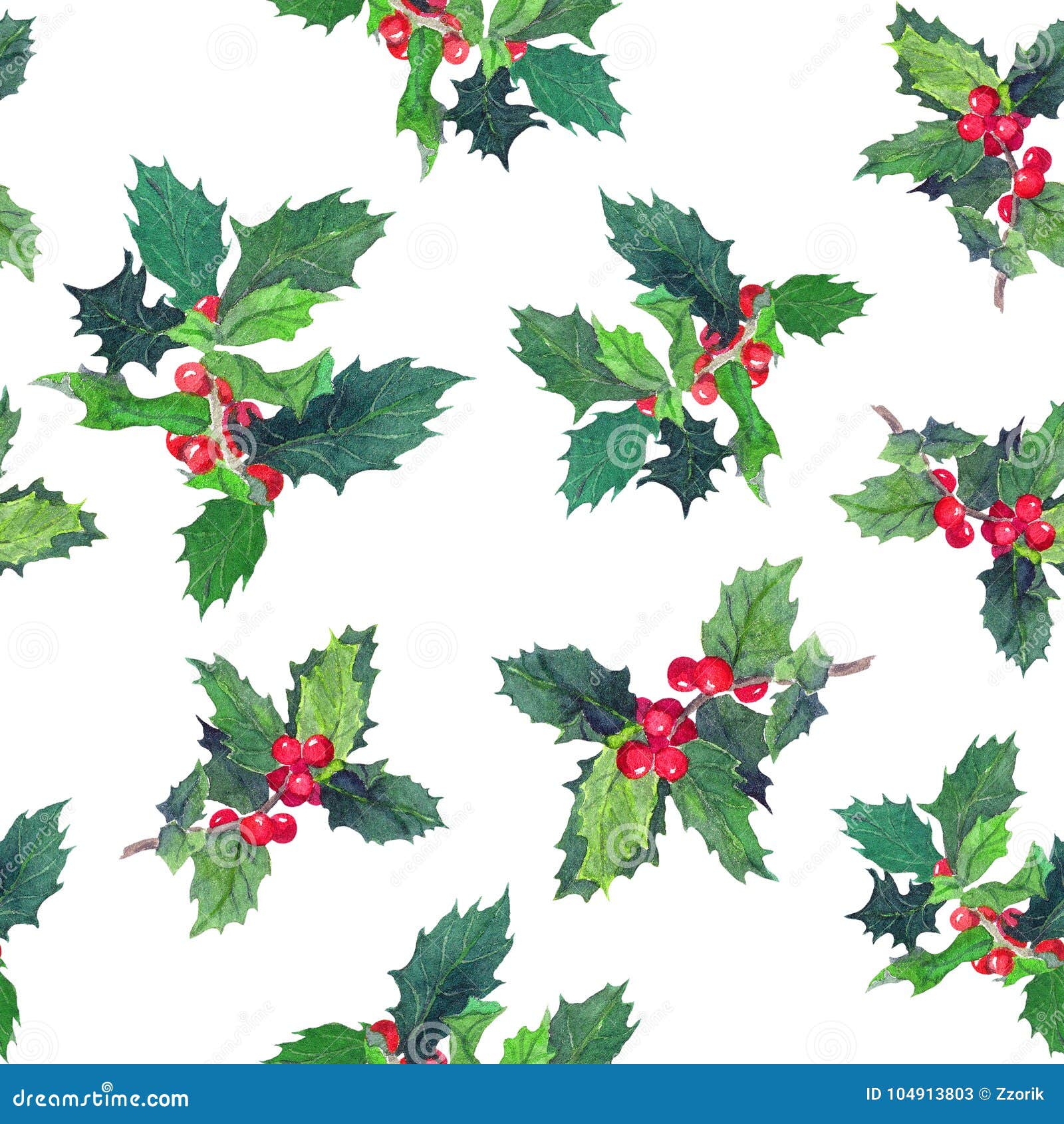 Holly Watercolour Repeating Pattern Stock Illustrations – 19 Holly ...