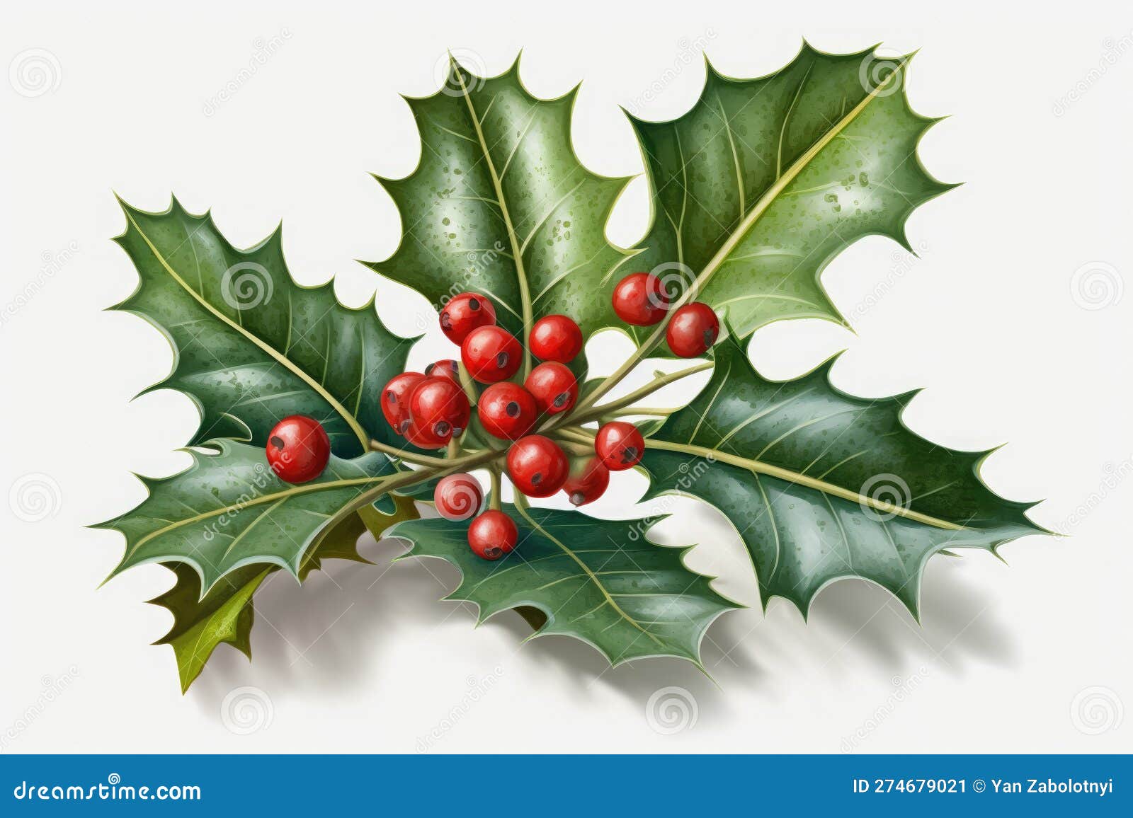 Holly Bush on White Background. Generative AI Stock Illustration ...