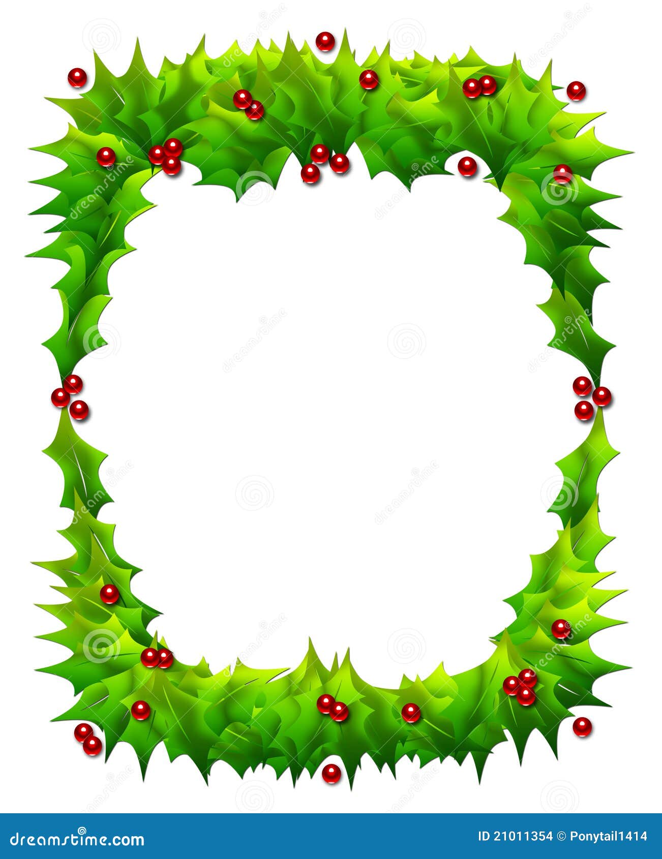 Holly Frame Isolated on White Stock Illustration - Illustration of ...