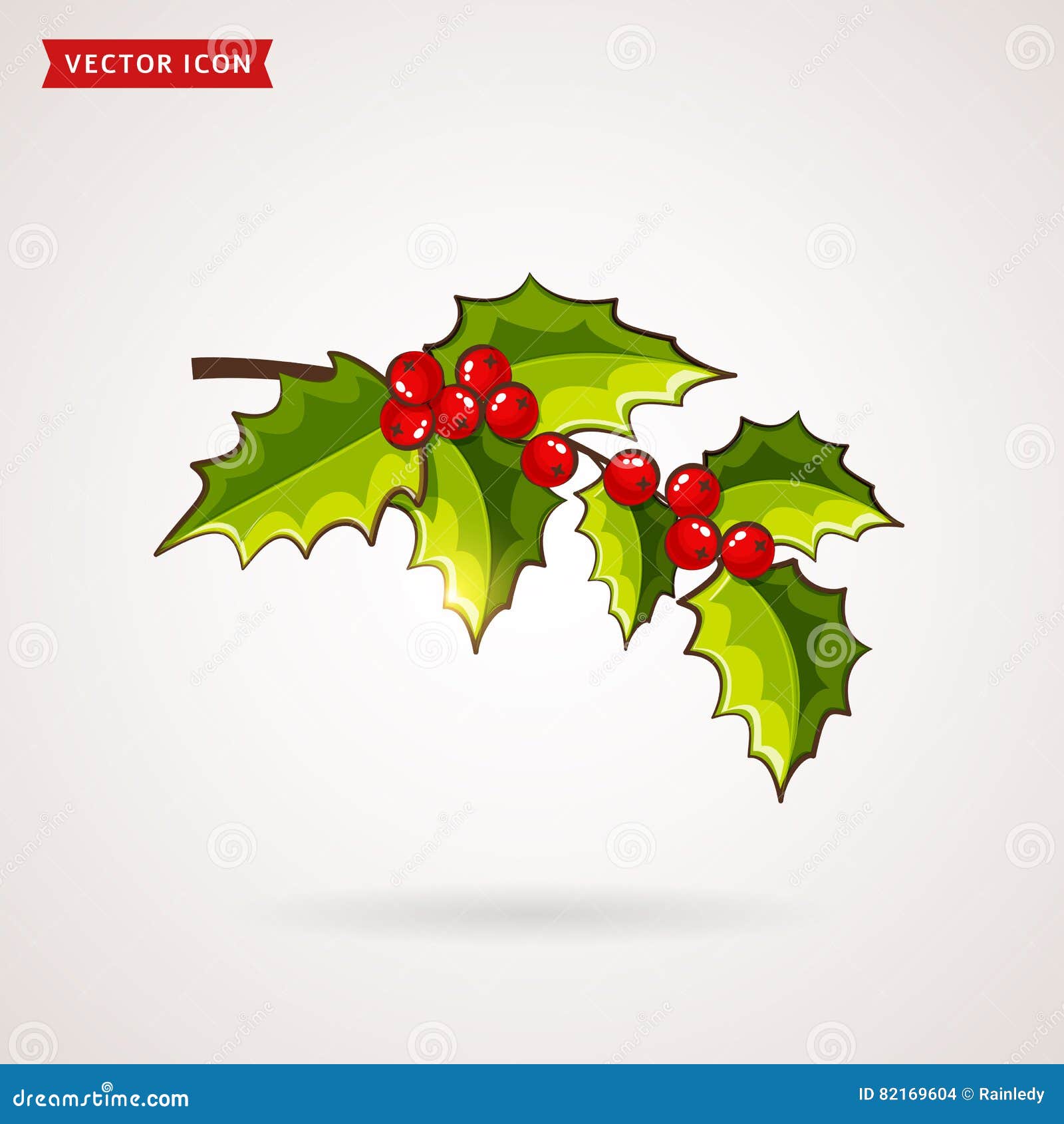 Holly Icon. Vector Christmas Symbol. Stock Vector - Illustration of ...