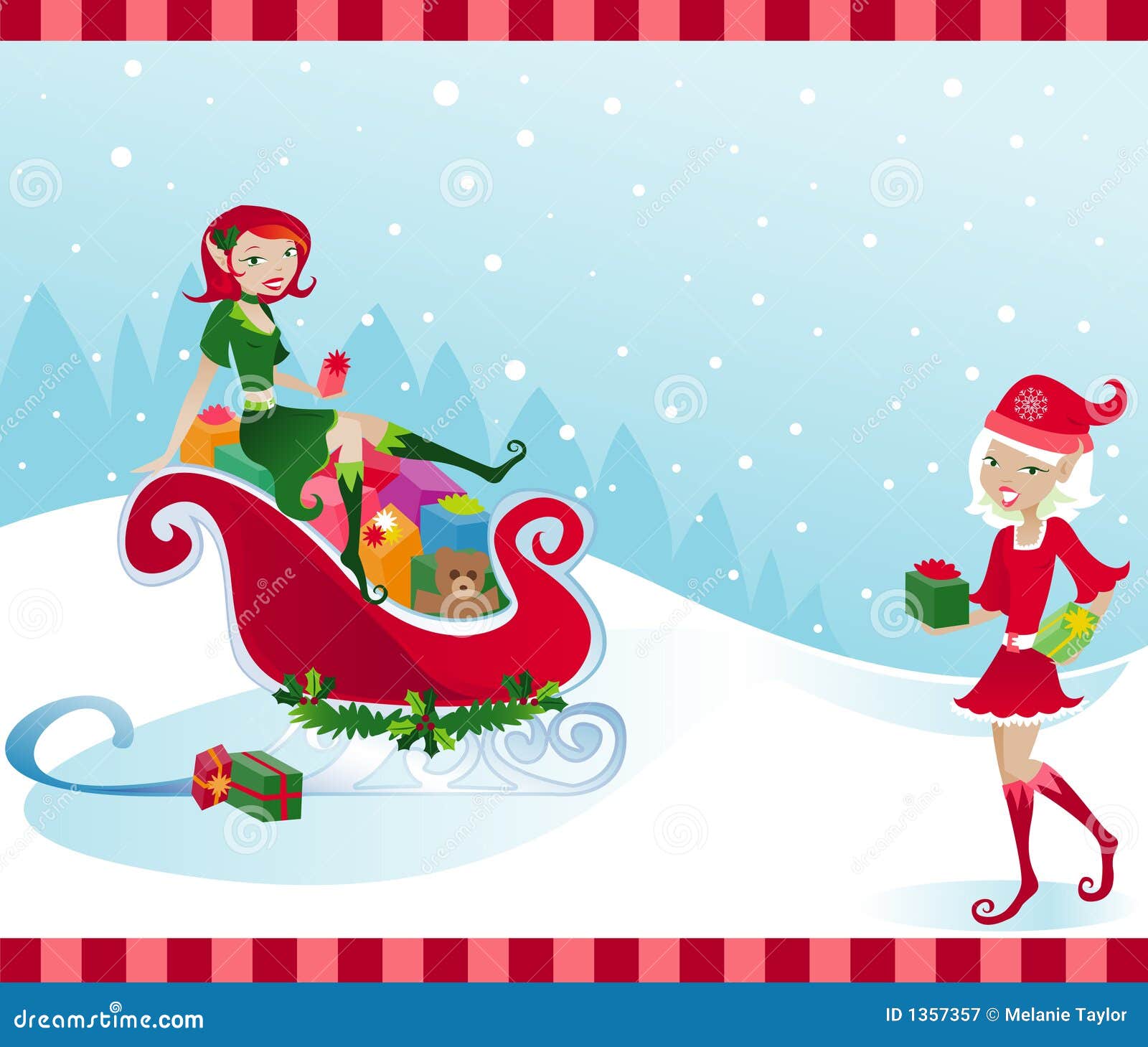 Holly Jolly Elves stock vector. Illustration of green - 1357357