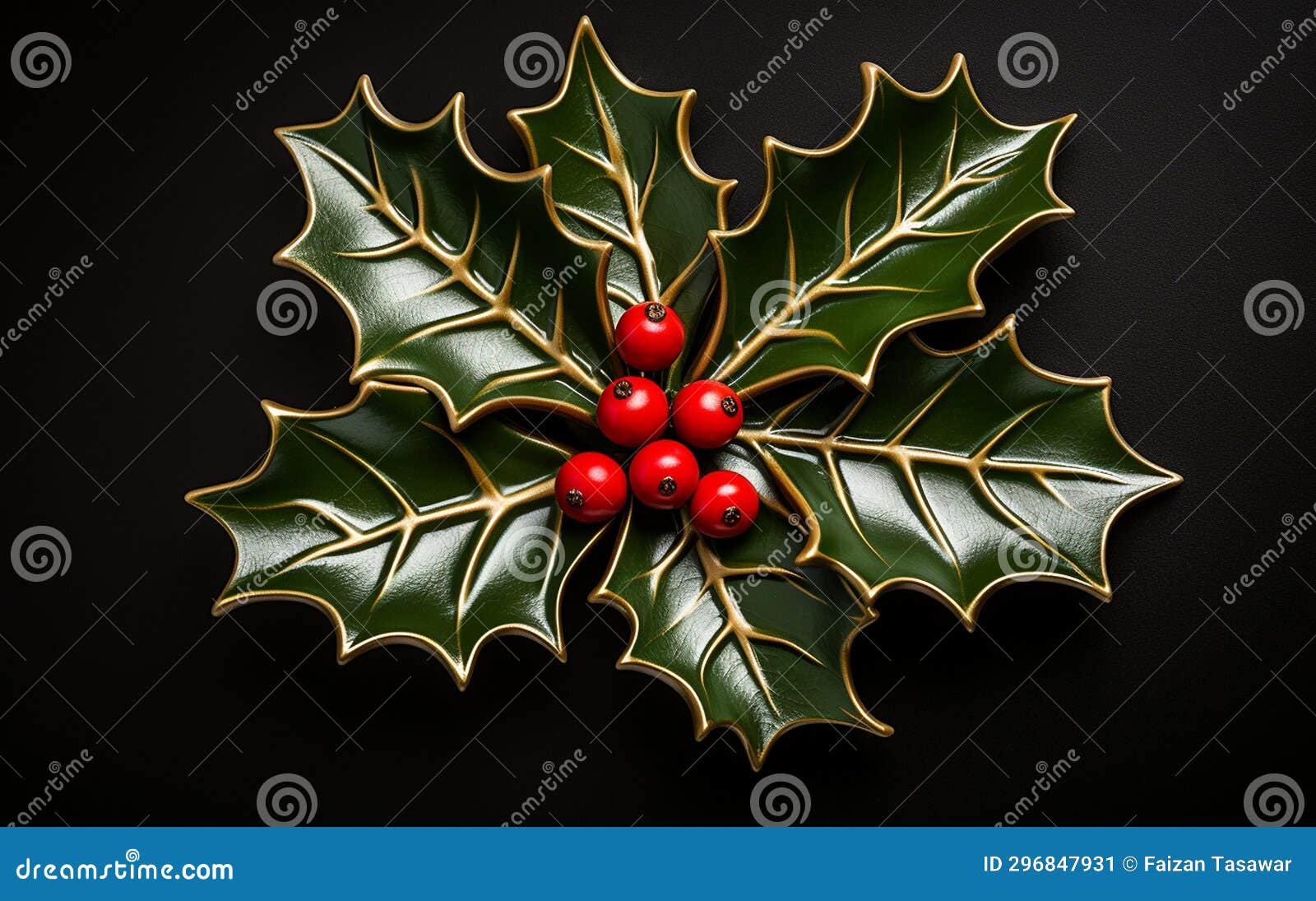 Holly Leaf on a White Backdrop -Generative Ai Stock Image - Image of ...