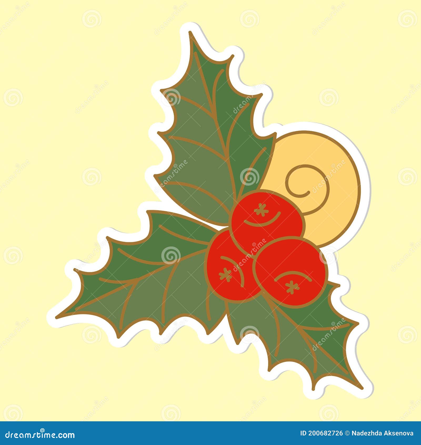 Holly Leaves and Berries. Hand Drawn Vector Illustration Stock ...