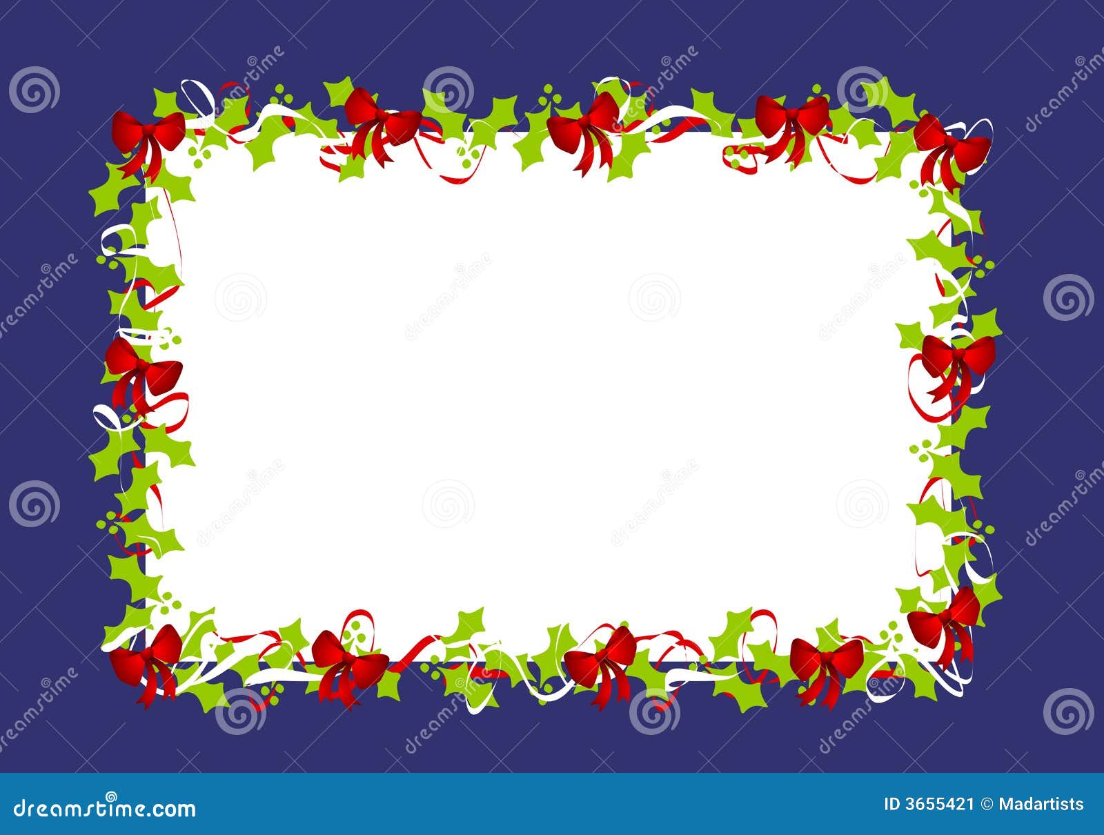 Holly Leaves Red Ribbons Border Frame 2 Stock Illustration ...